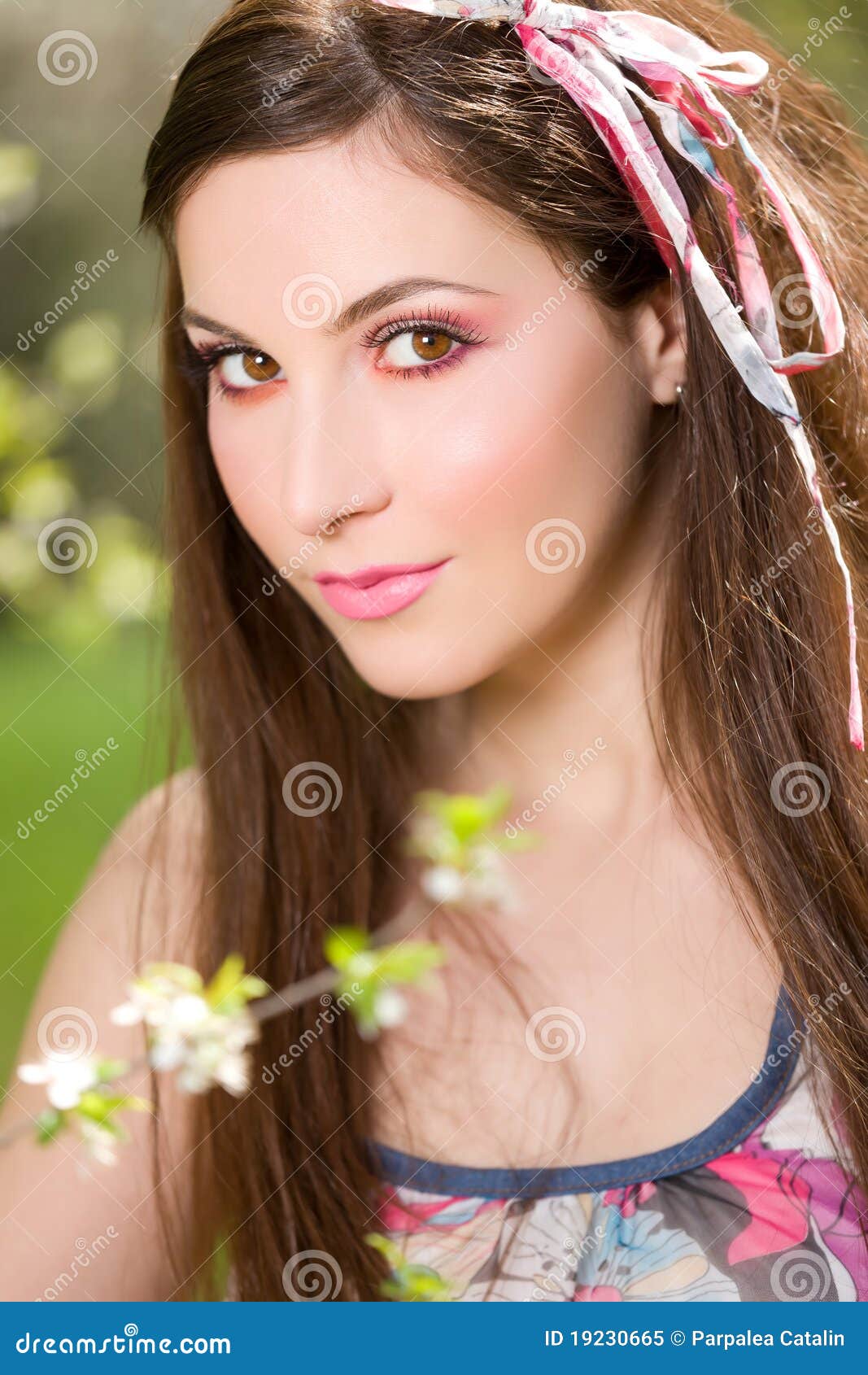 Spring portrait stock image. Image of flowers, skin, color - 19230665