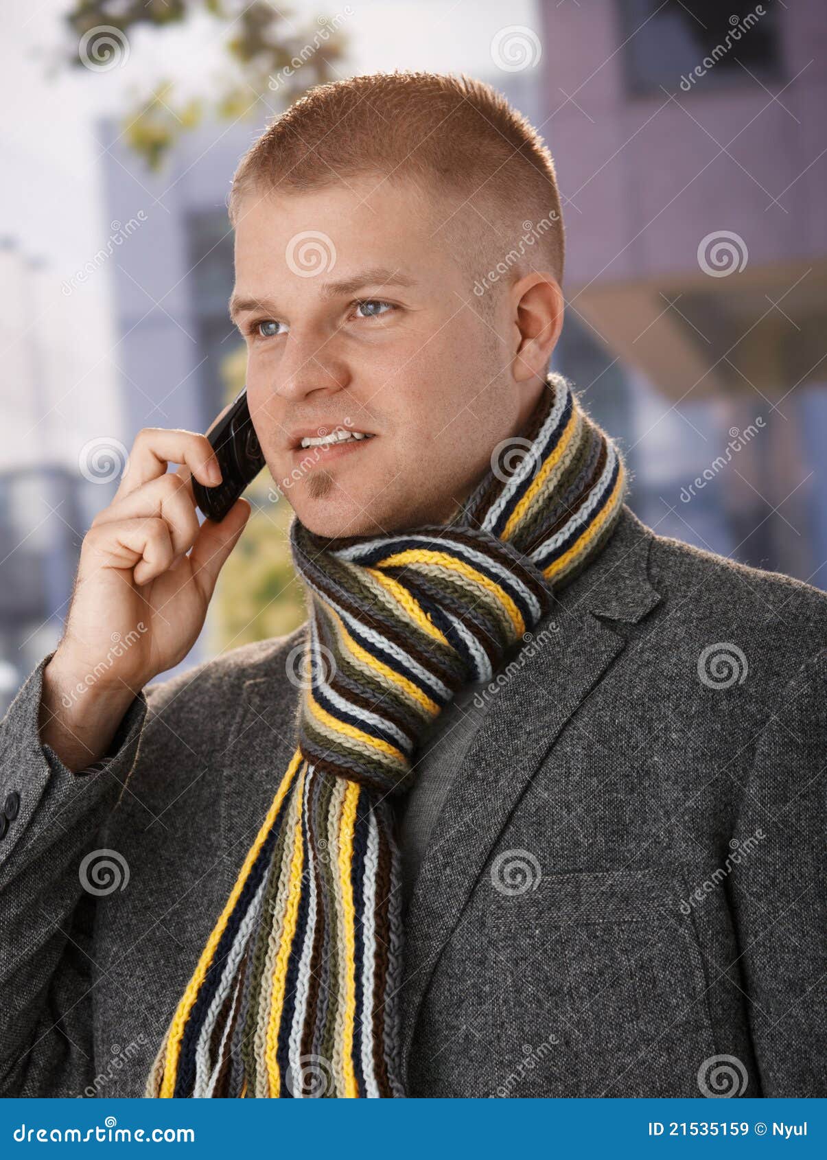 Spring Portrait of Guy with Cellphone Stock Image - Image of alone ...