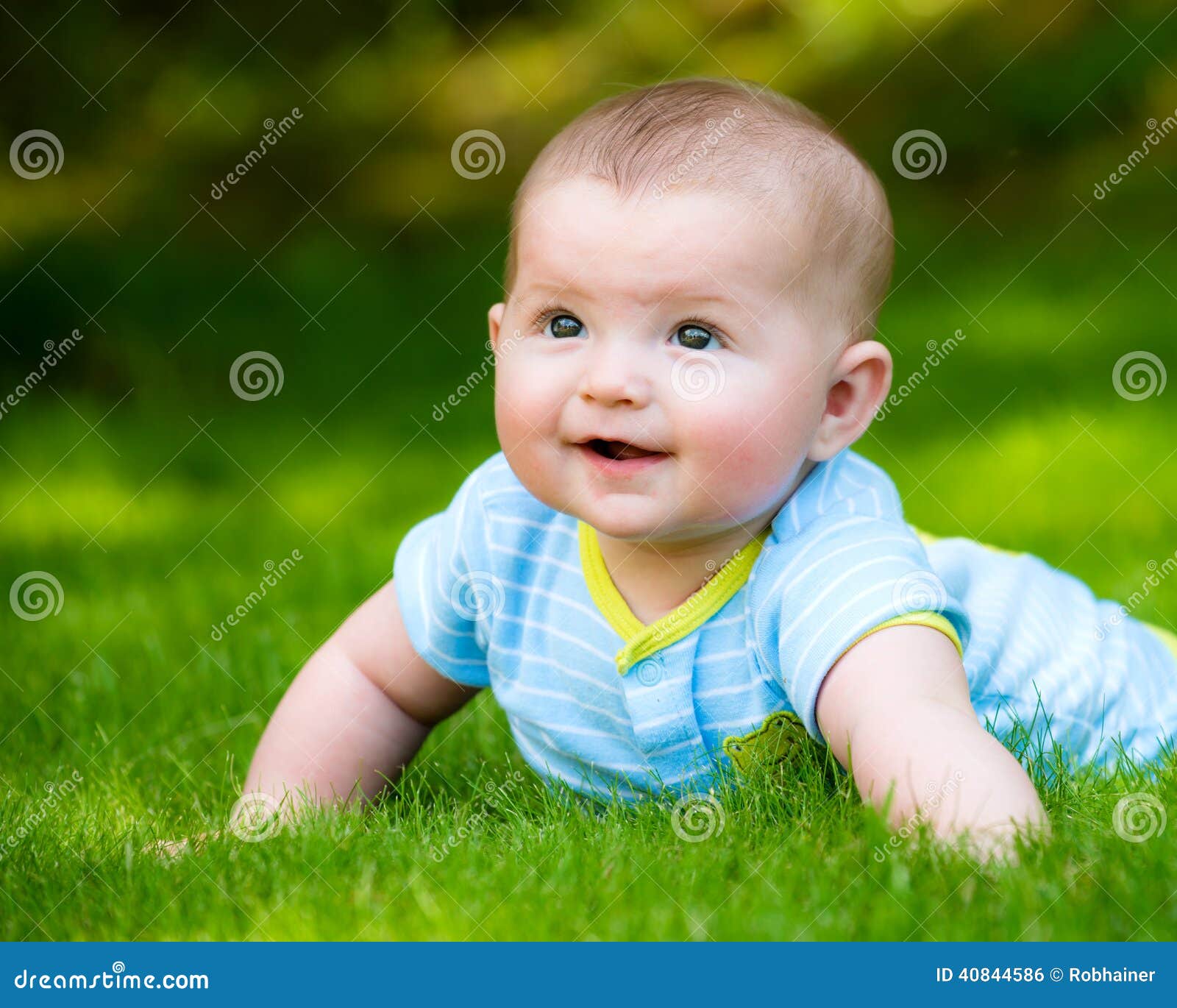 Spring Portrait of Happy Baby Boy Outdoors Stock Photo - Image of ...