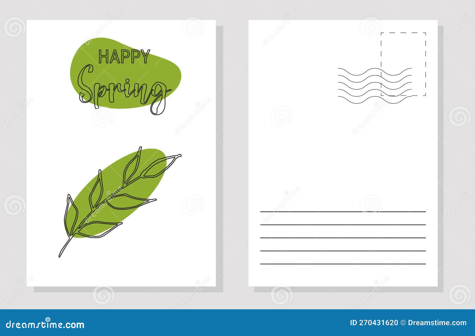 Spring Postcard Layout Line Art. Template. Color Stock Vector ...