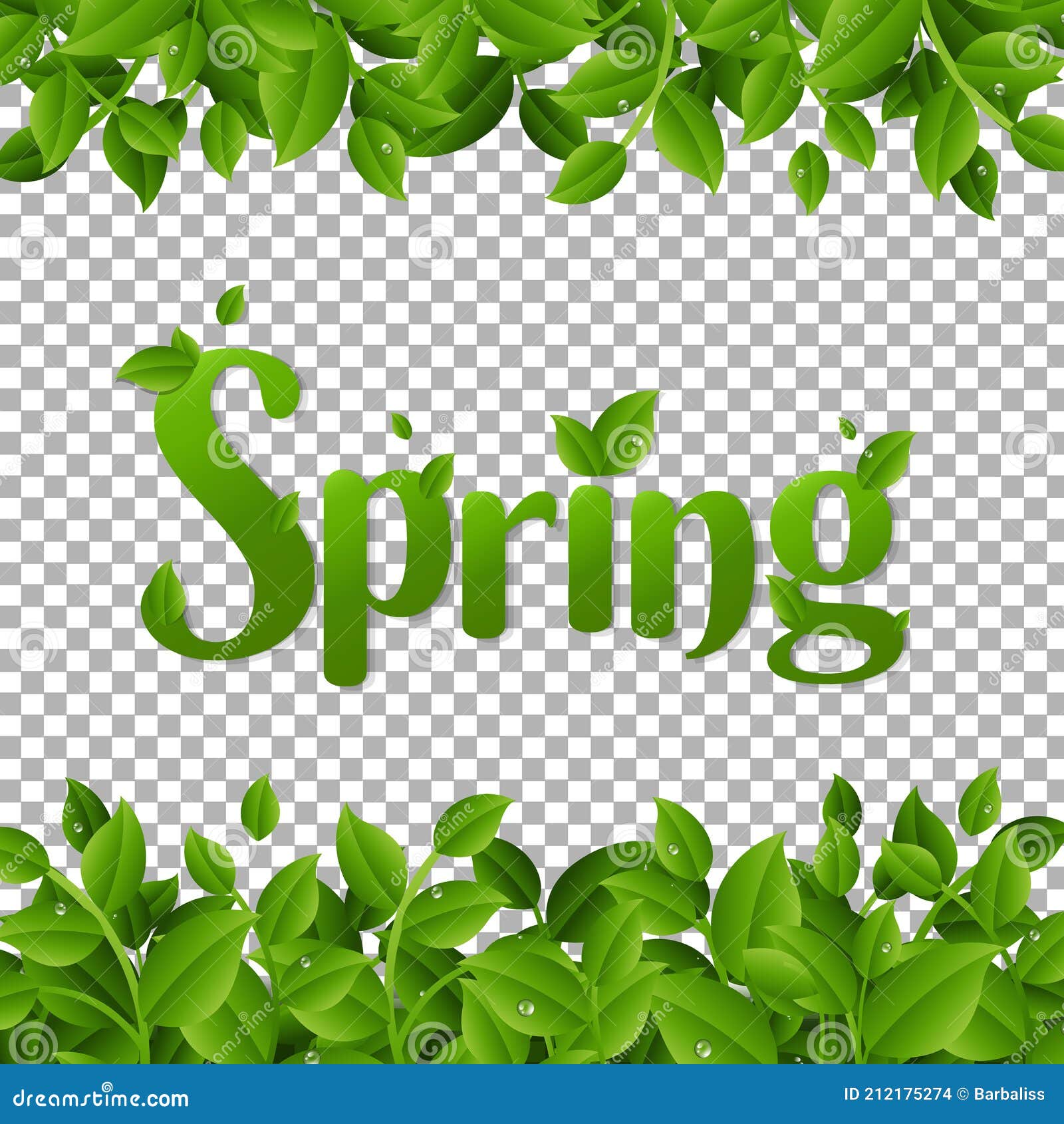 Spring Poster with Green Branches Transparent Backround Stock Vector ...