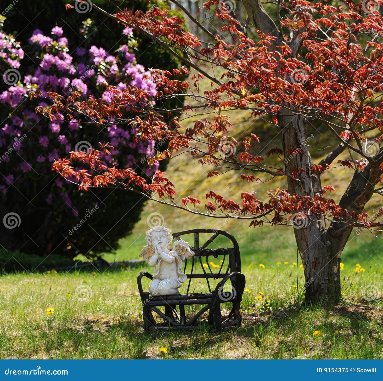 Spring Prayer stock image. Image of sprite, leafs, cupid - 9154375