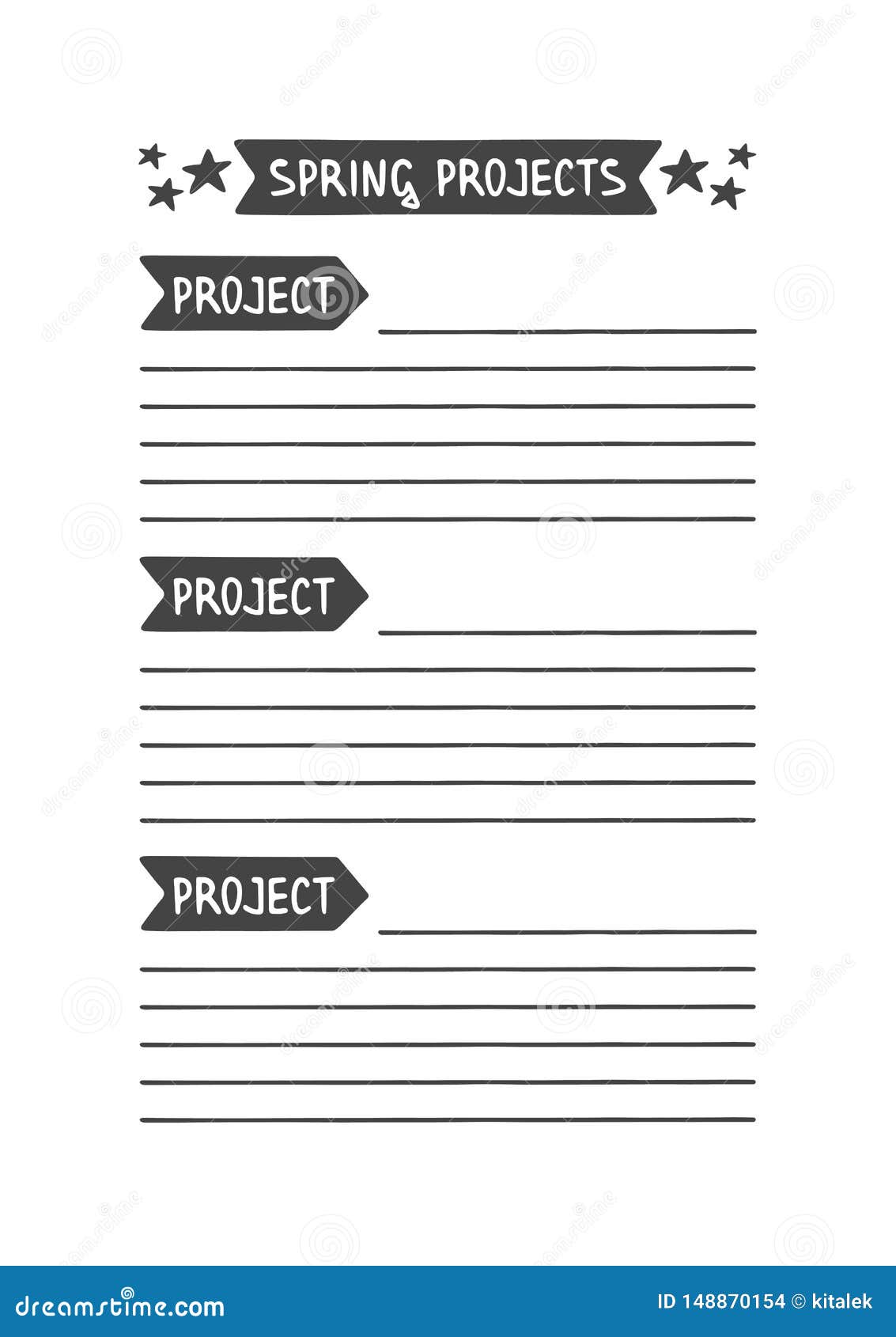Spring Project. Vector Template for Agenda, Planner and Other ...
