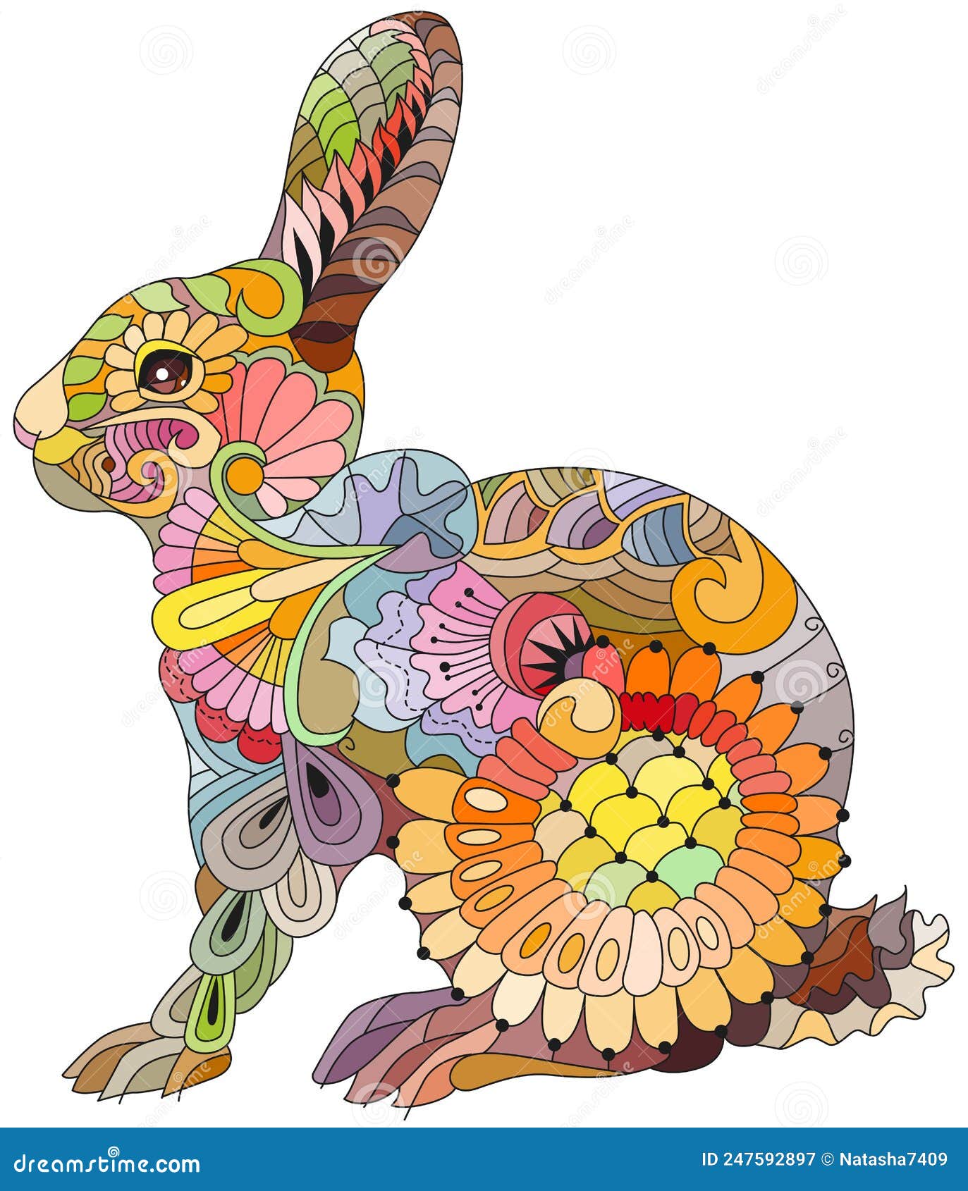 Spring Rabbit Coloring Page for Decoration Stock Vector - Illustration ...