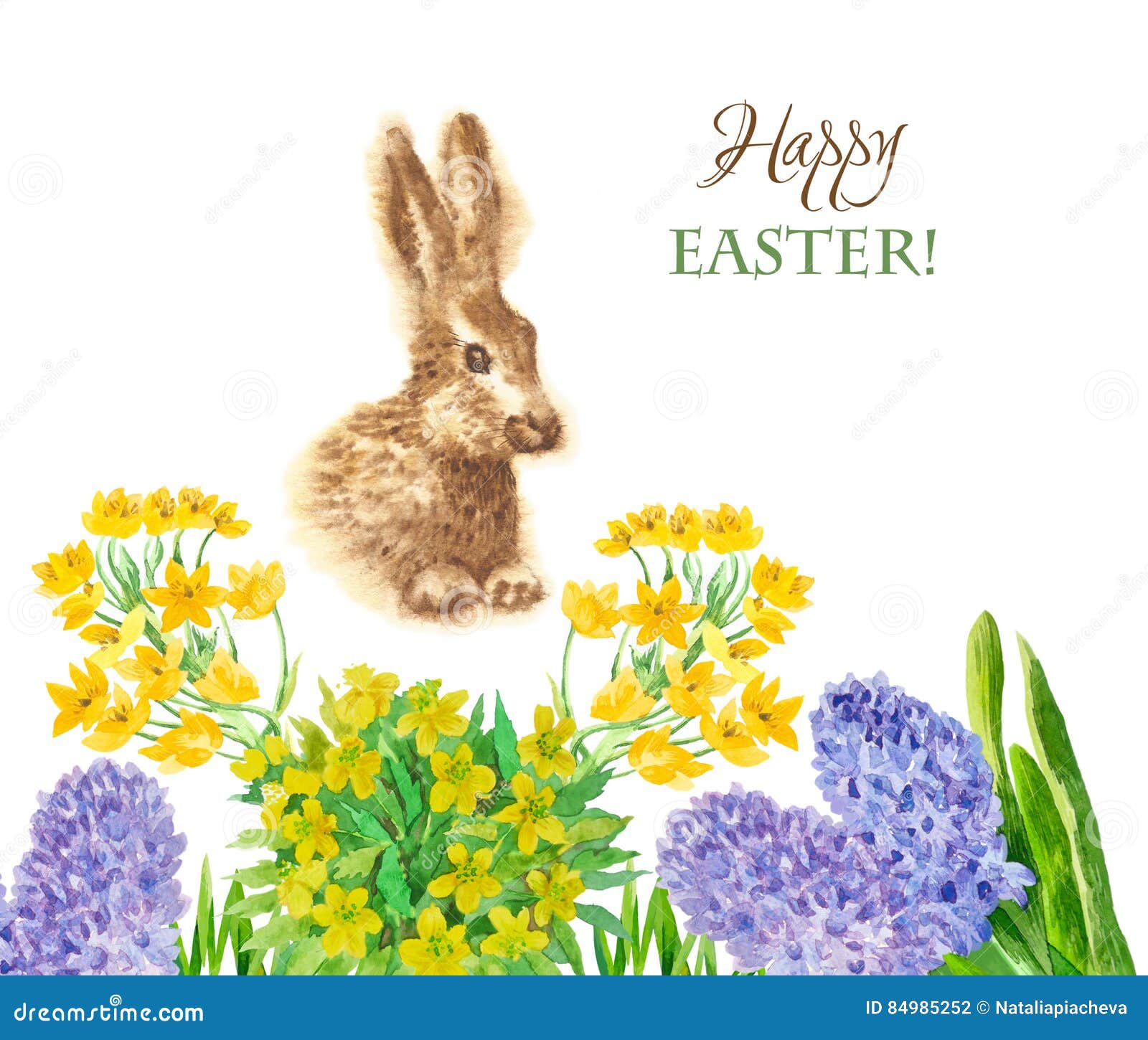 Spring Rabbit and Flowers stock illustration. Illustration of rabbit ...