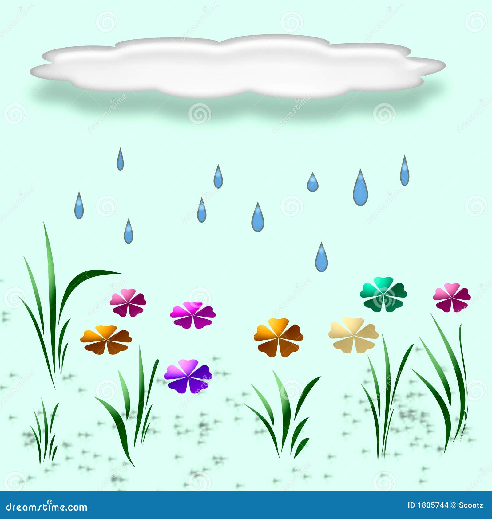 Spring rain illustrated stock illustration. Illustration of blue - 1805744