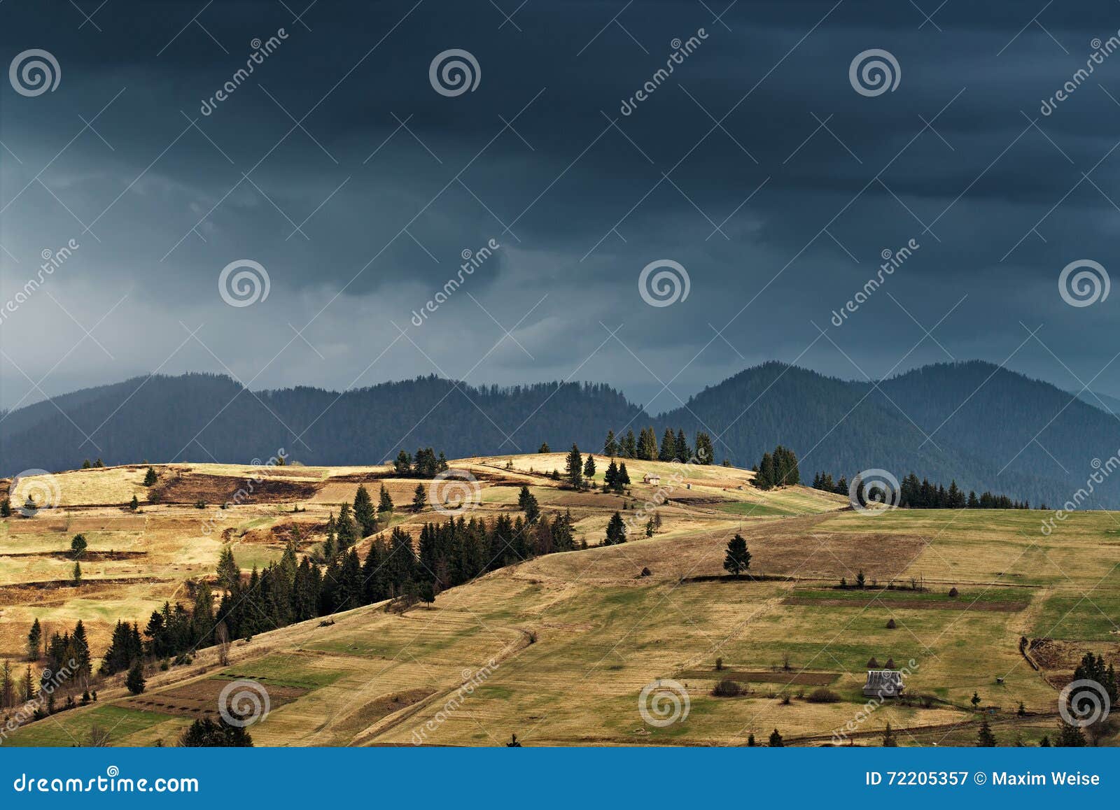 Spring Rain in Mountains. Thunder and Clouds Stock Image - Image of ...