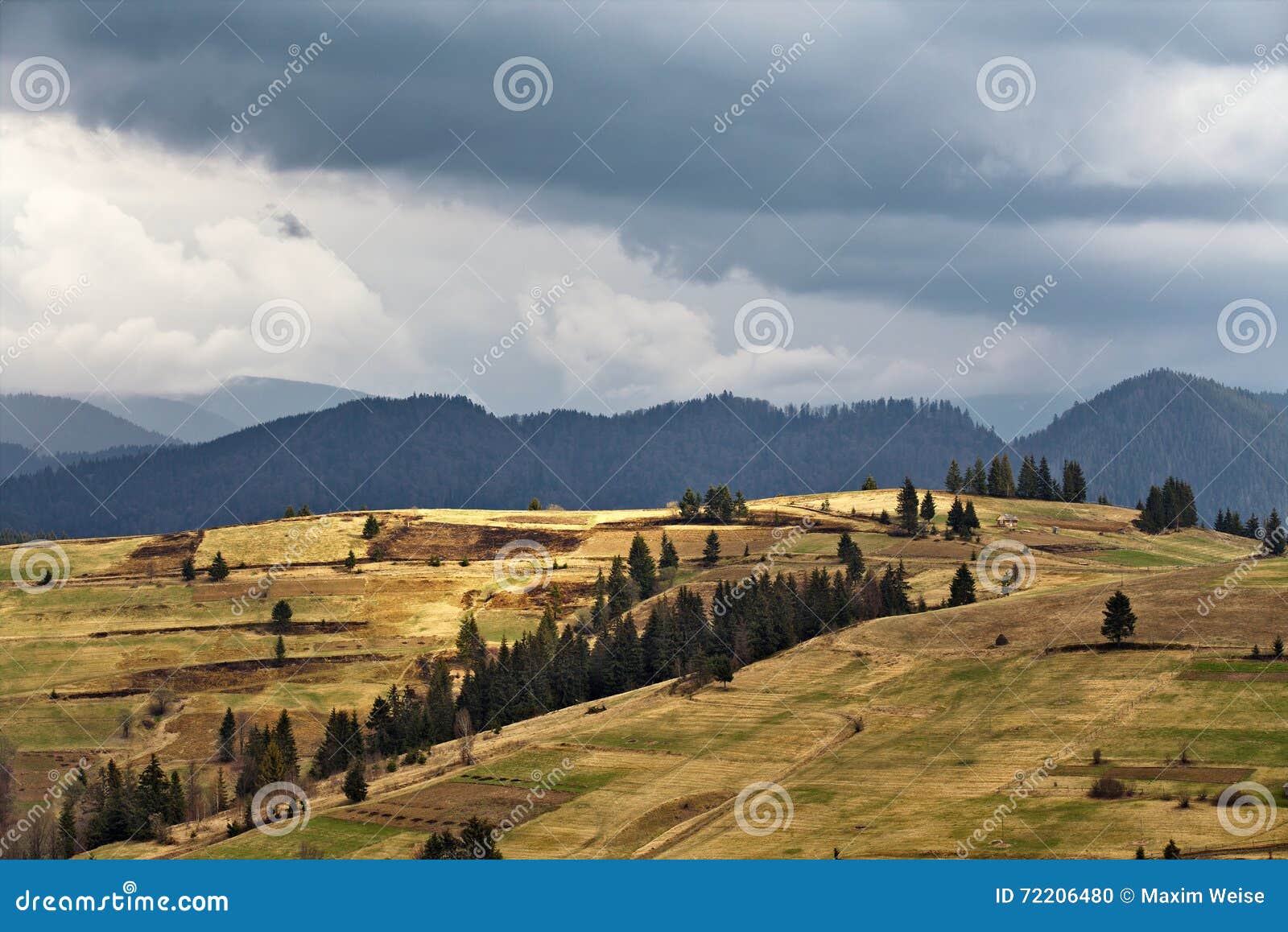 Spring Rain in Mountains. Thunder and Clouds Stock Photo - Image of ...