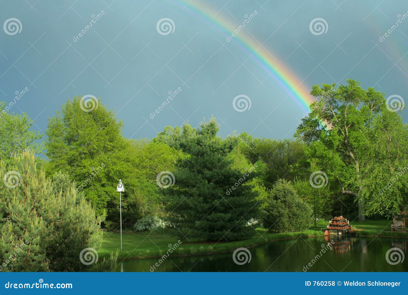 Spring rainbow stock photo. Image of prism, arch, pond - 760258