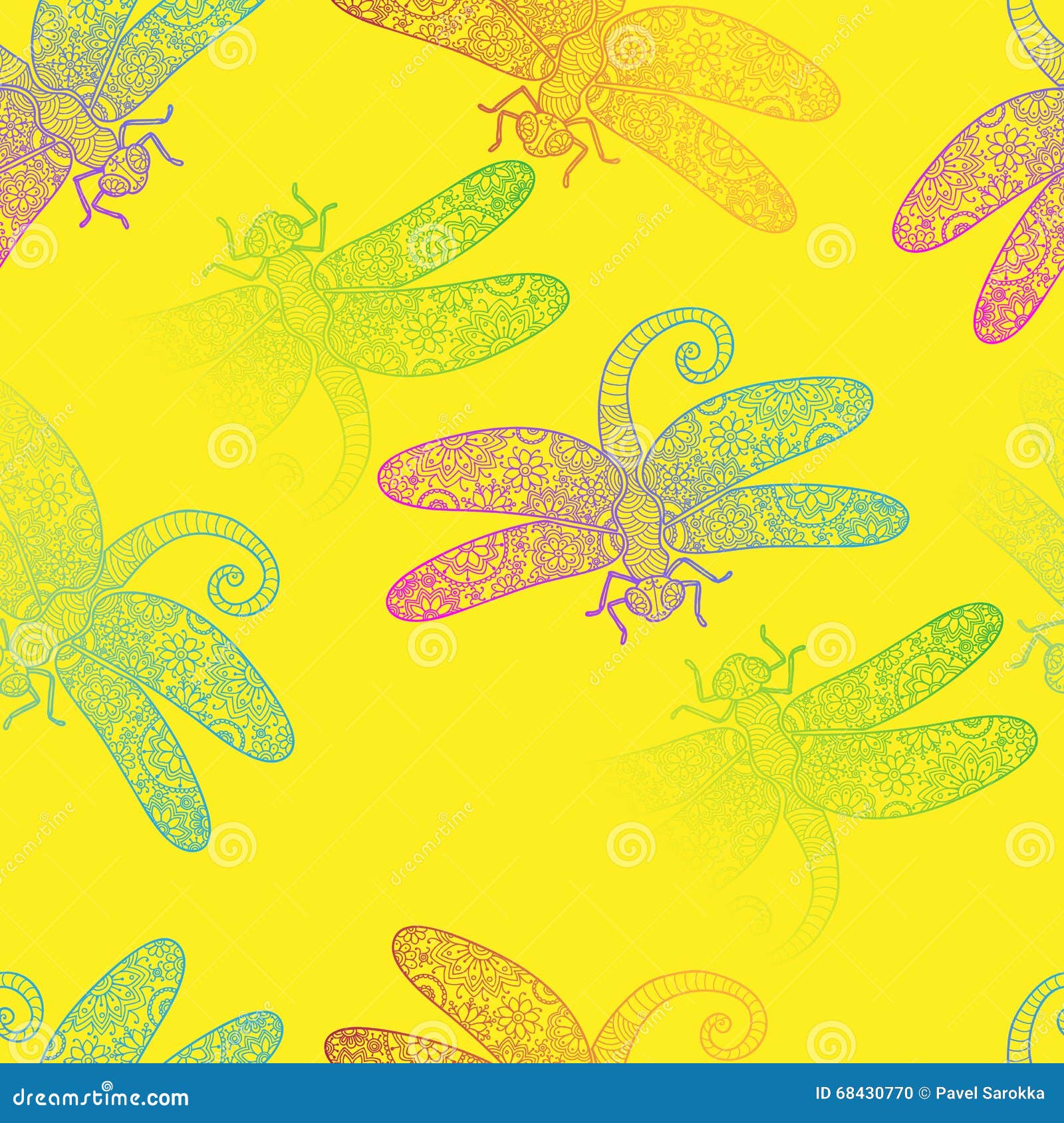 Spring Rainbow Dragonfly Texture Design Vector Pattern Stock Vector ...