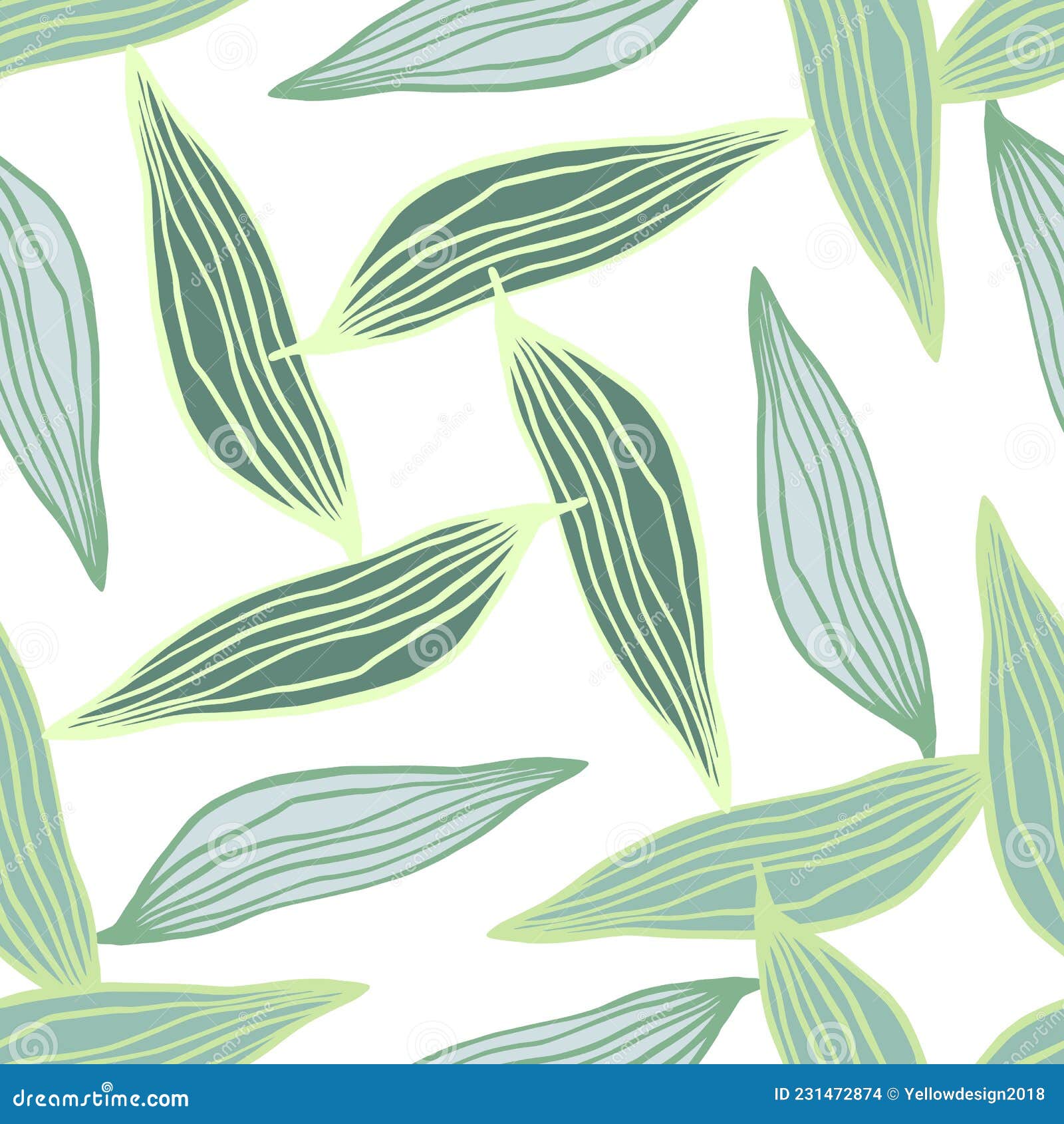 Spring Random Line Leaves Pattern on White Background Stock Vector ...