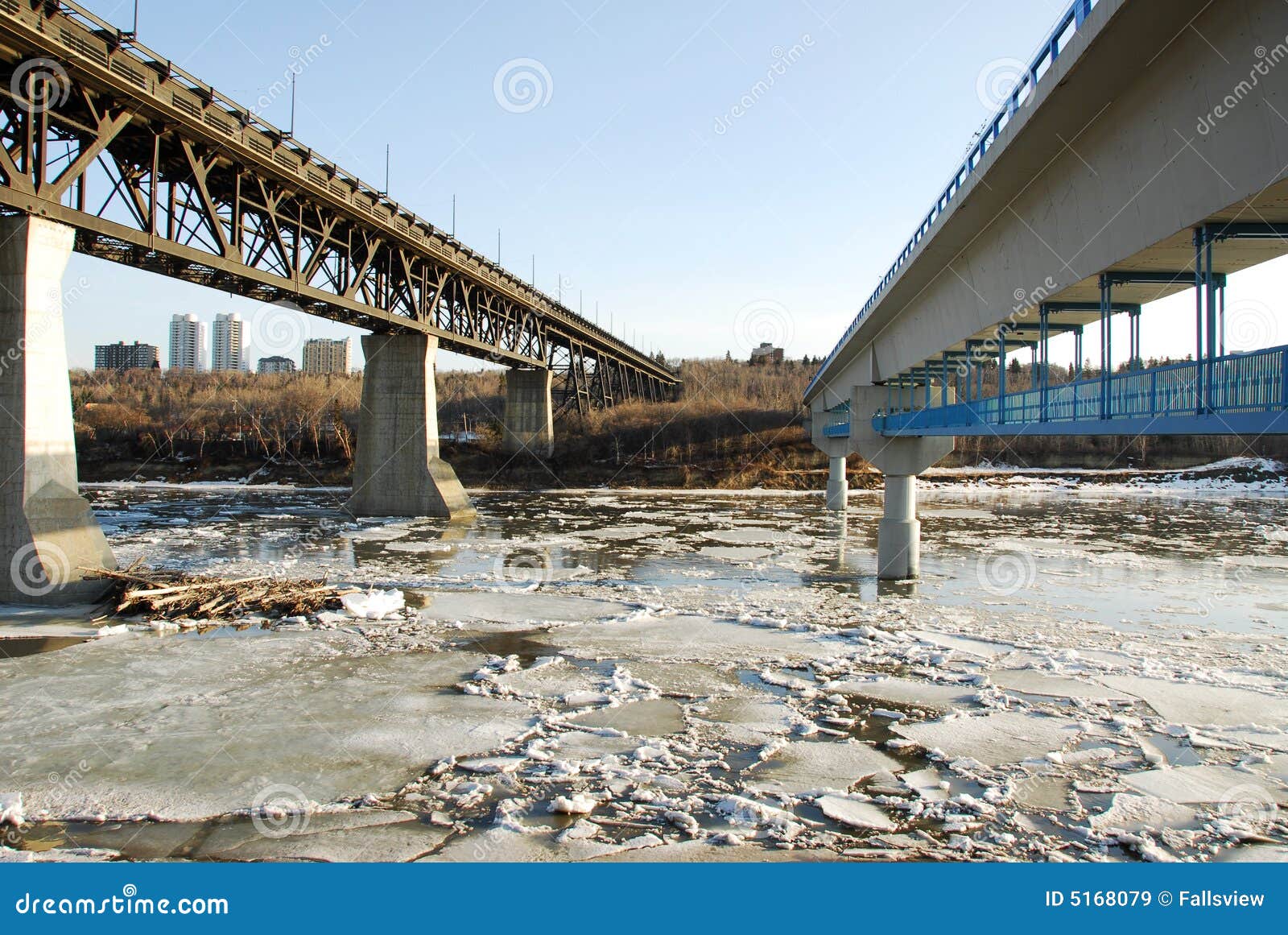 Spring river and bridge stock image. Image of blue, river - 5168079