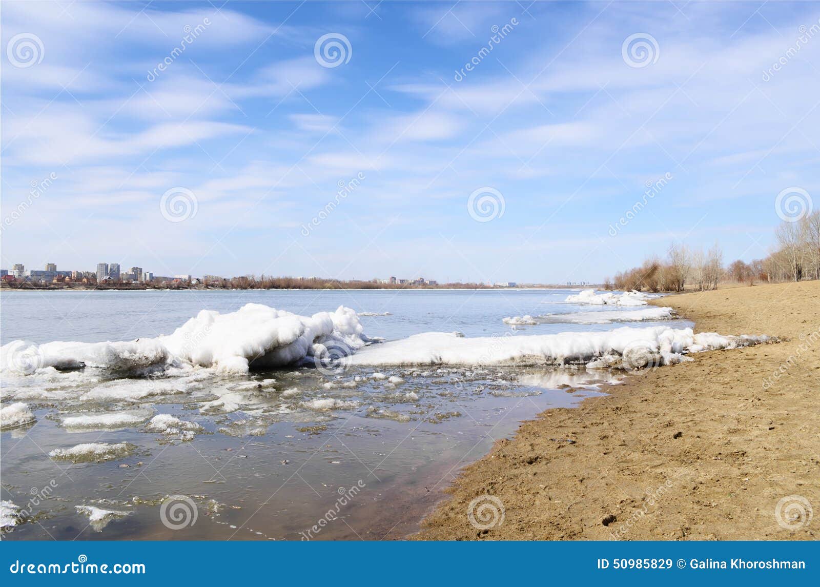 Spring on River Irtysh. Omsk, Russia. Stock Image - Image of river ...