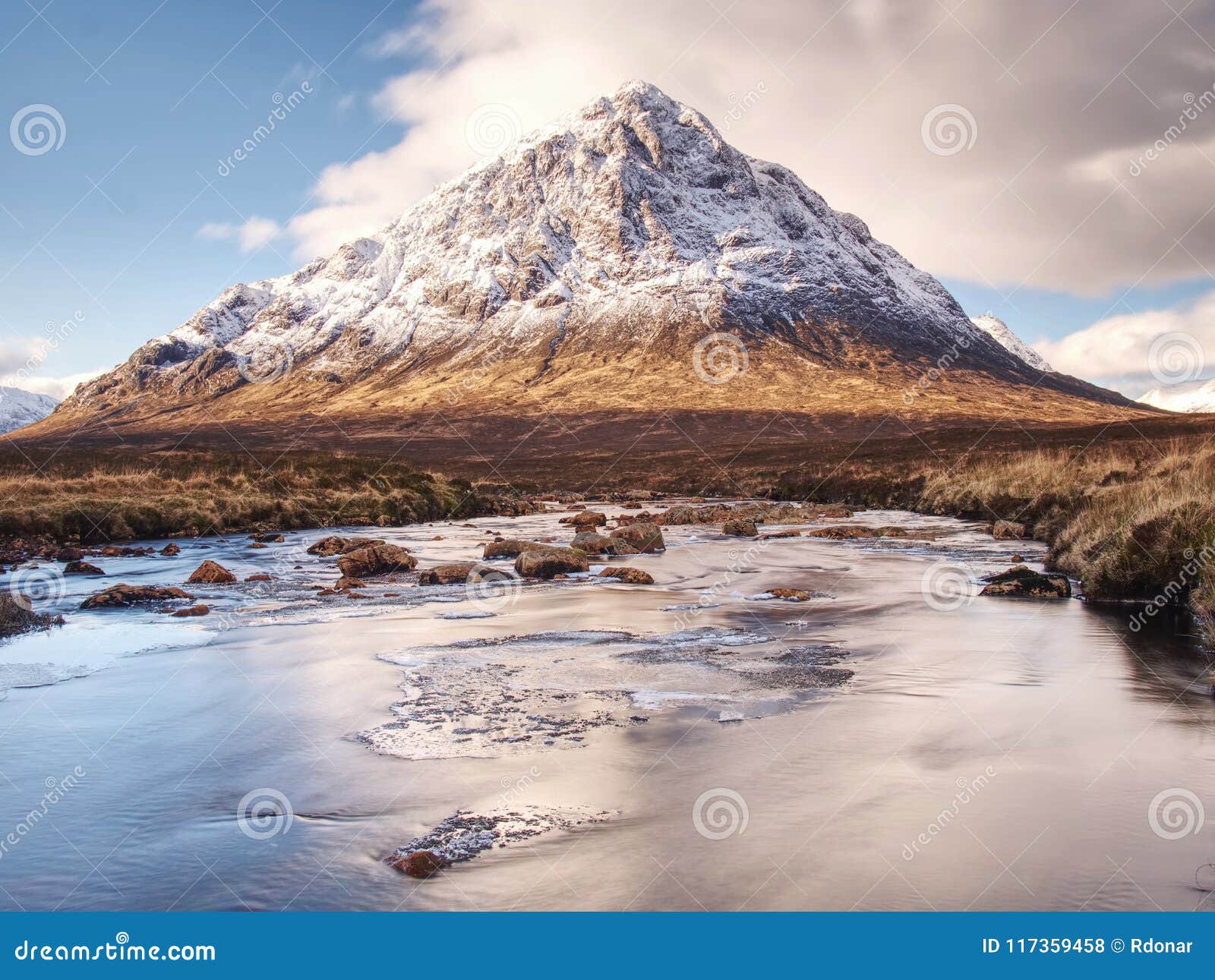 Spring River in Scottish Highlands. Dramatic Landscape of Glen Coe ...