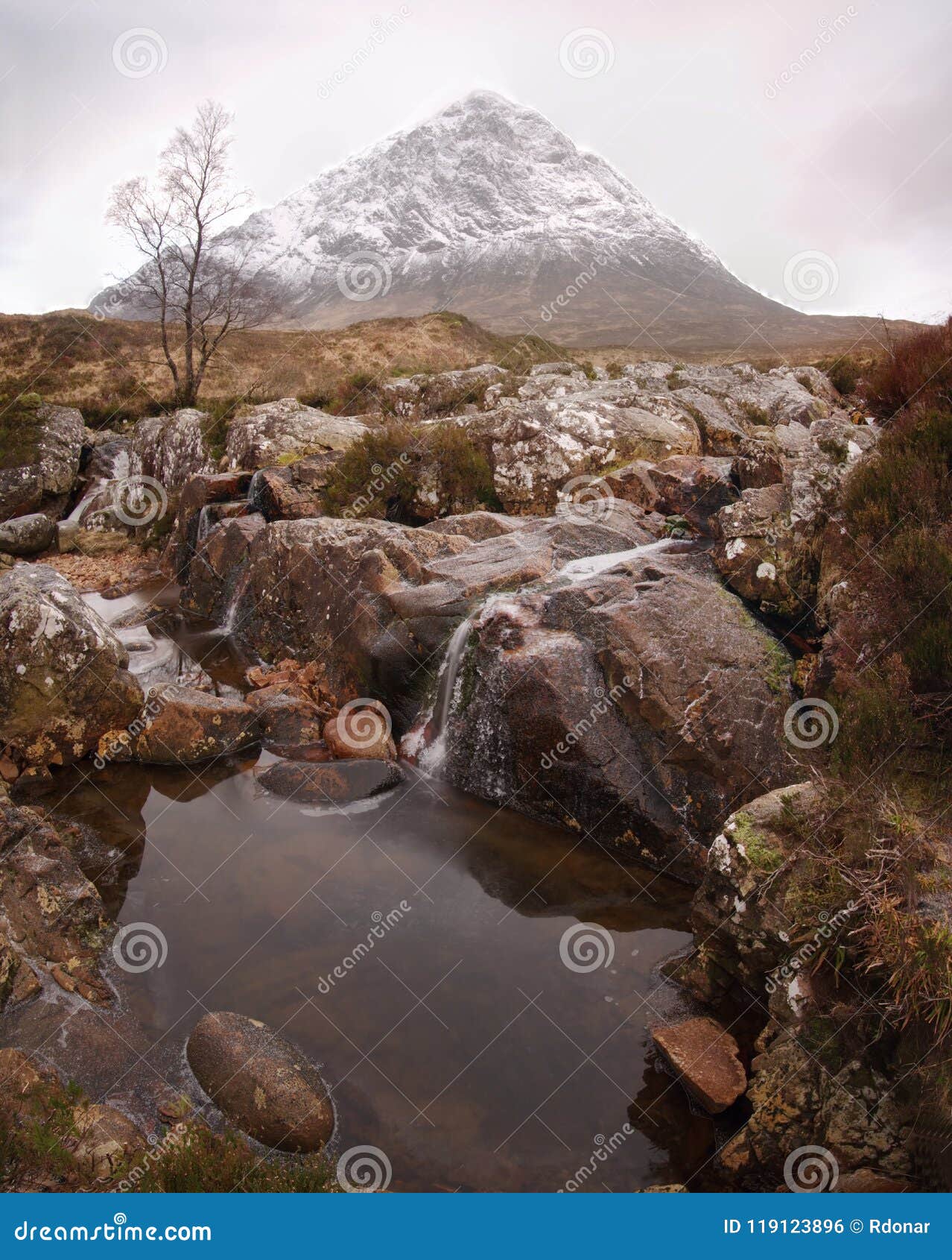 Spring River in Scottish Highlands. Dramatic Landscape of Glen Coe ...