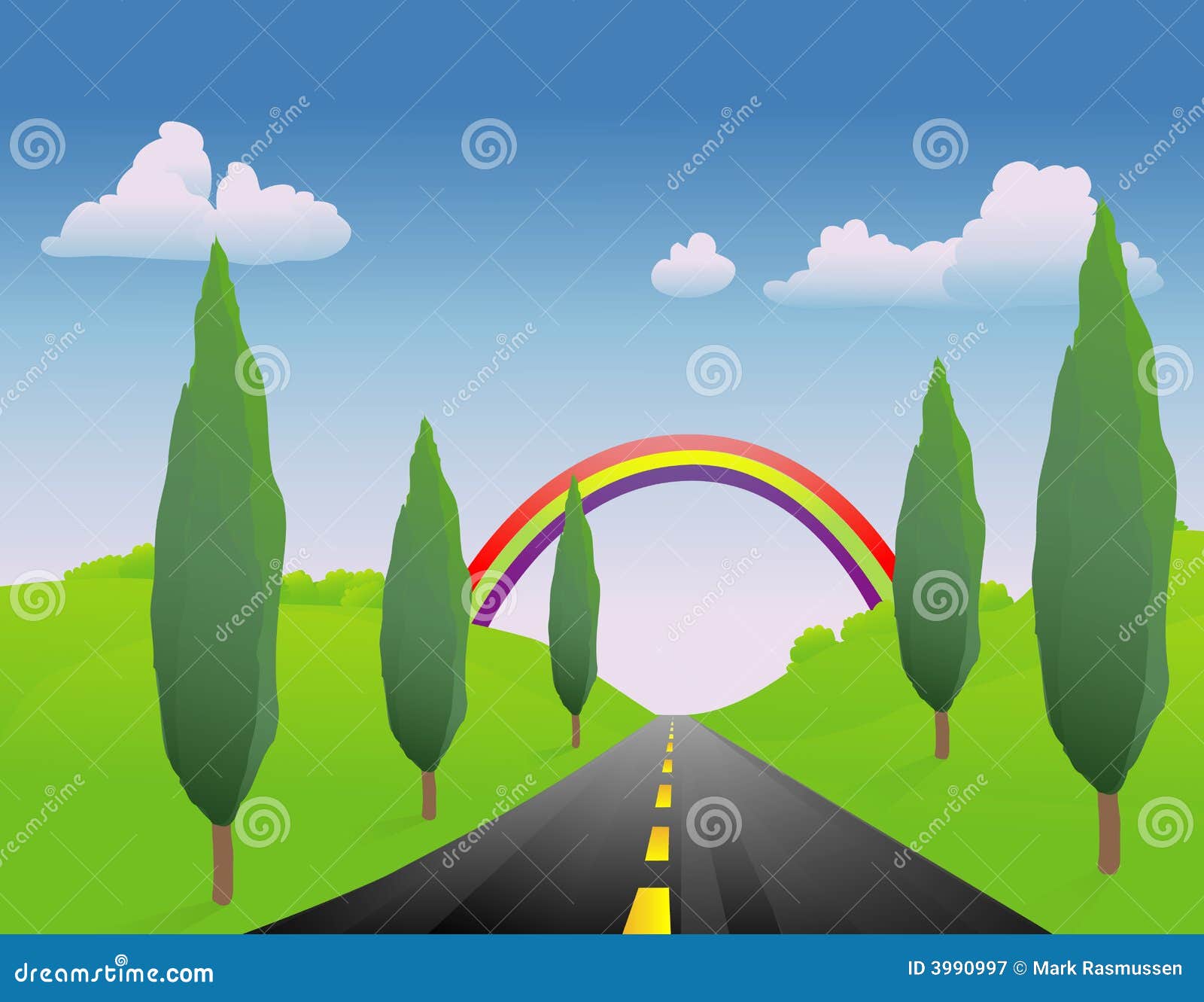 Spring Road II stock vector. Illustration of spring, verdant - 3990997