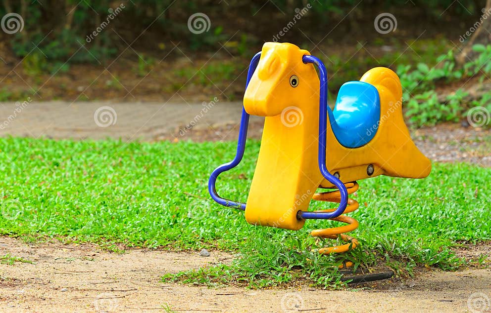 Spring Rocking Horse stock photo. Image of playground - 25985670