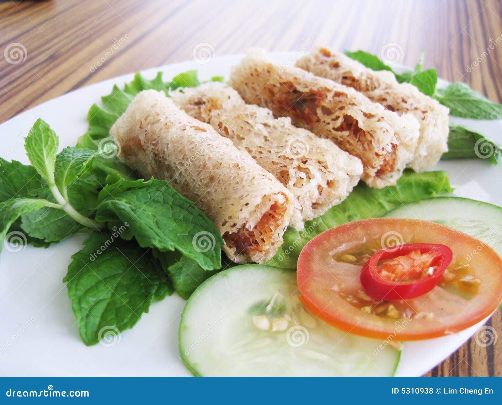 Spring roll stock photo. Image of leaves, herbs, delicious - 5310938