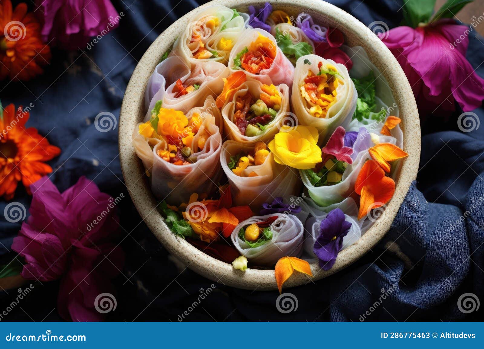 Spring Roll Filling in a Colorful Bowl Stock Image - Image of ...