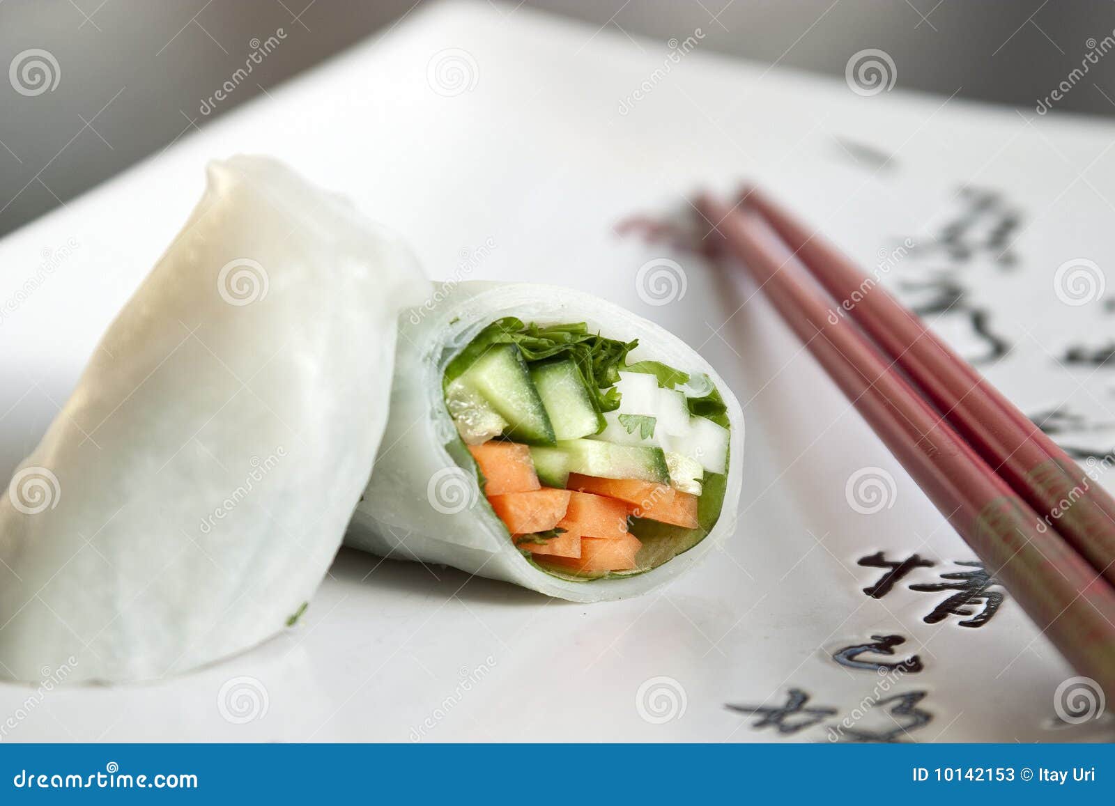 Spring roll on a plate stock image. Image of chinese - 10142153