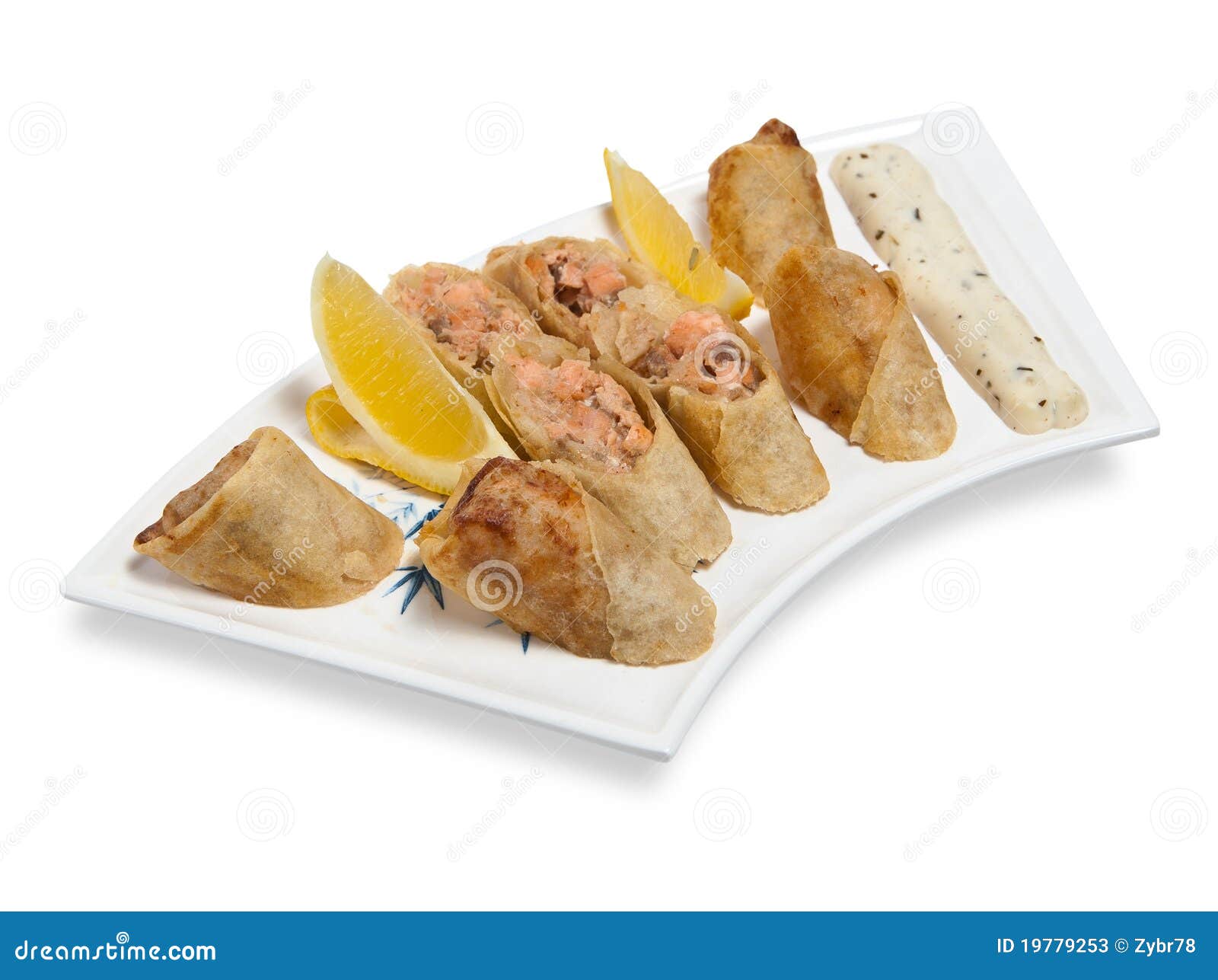 Spring roll on plate stock image. Image of plate, chinese - 19779253
