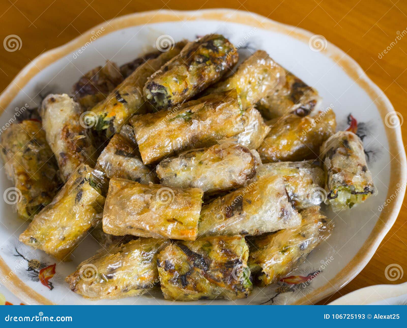 Spring roll in a plate stock image. Image of traditional - 106725193