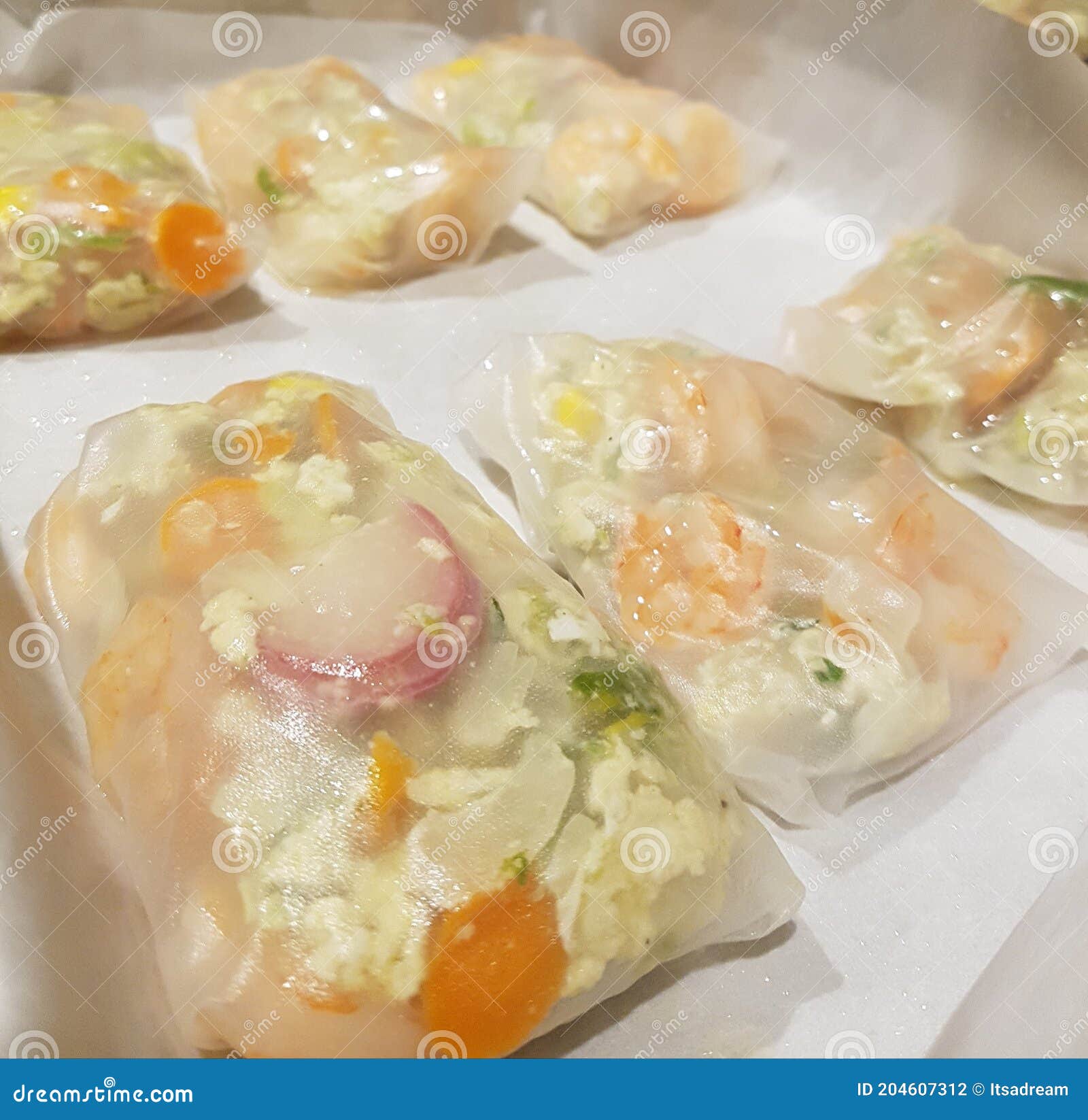 Spring Roll with Rice Paper Wrap Stock Photo - Image of orange, pink ...
