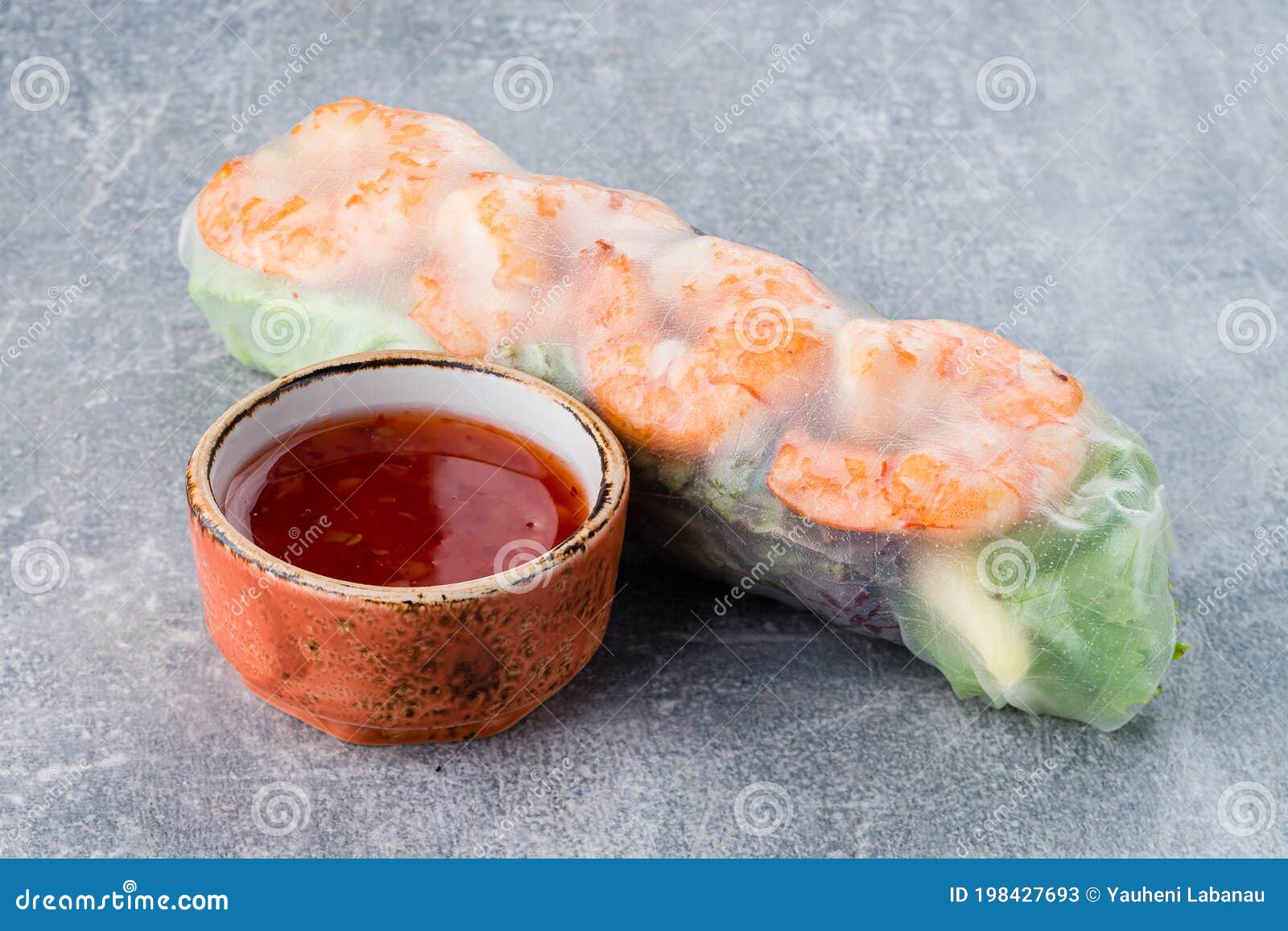 Spring roll with shrimp stock image. Image of rolls - 198427693