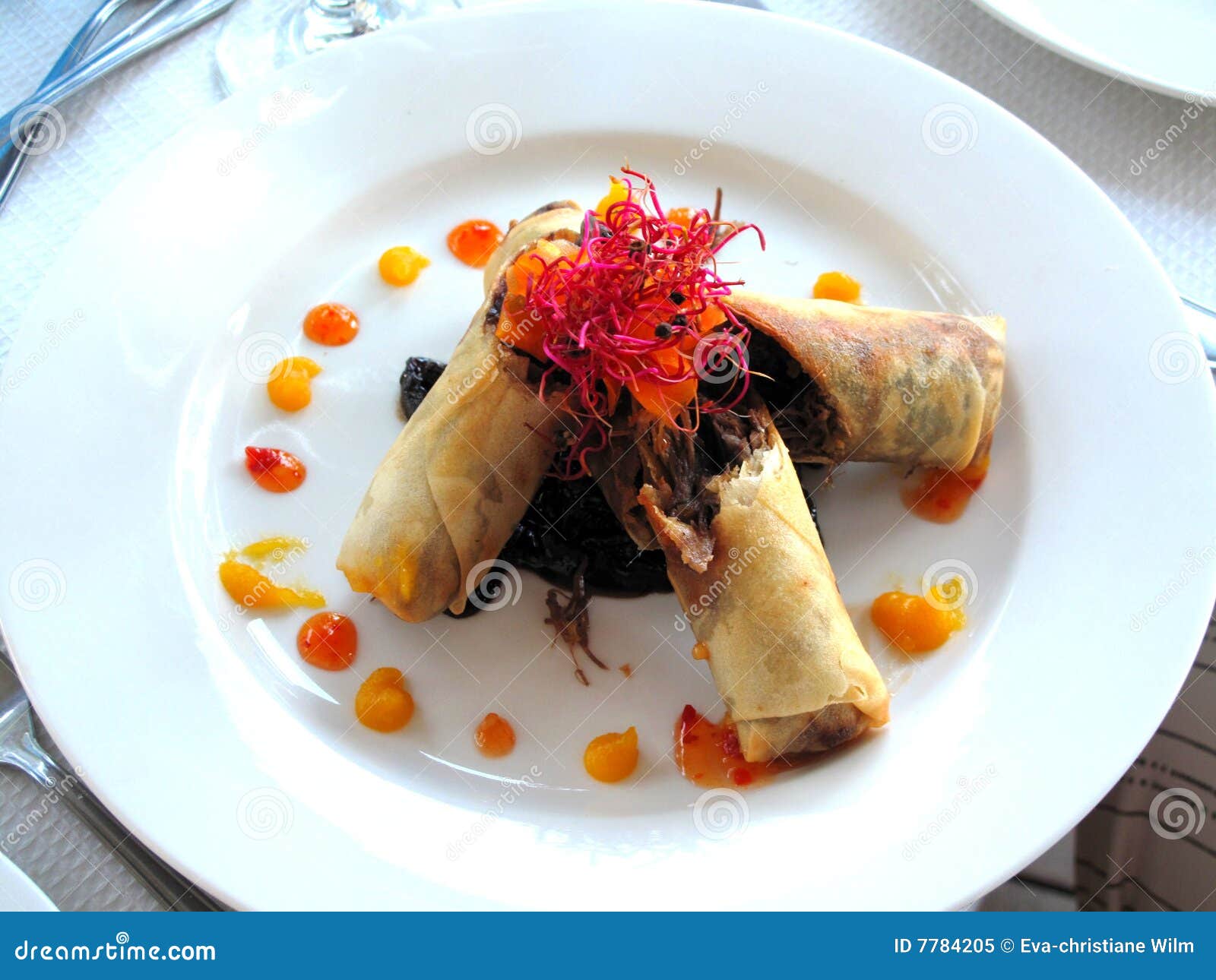 Spring rolls stock image. Image of cooked, garnished, colourful - 7784205