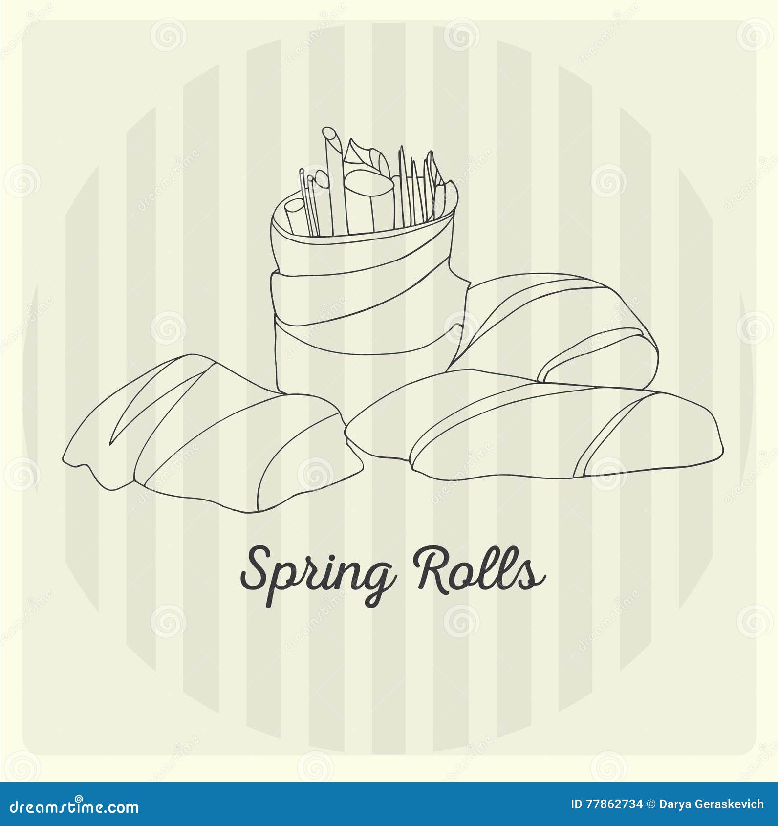 Spring rolls. Asian dish stock vector. Illustration of chinese - 77862734