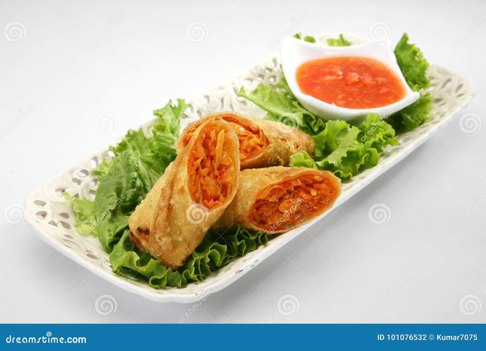 Spring Rolls with Chili Sauce Stock Photo - Image of diet, rolls: 101076532