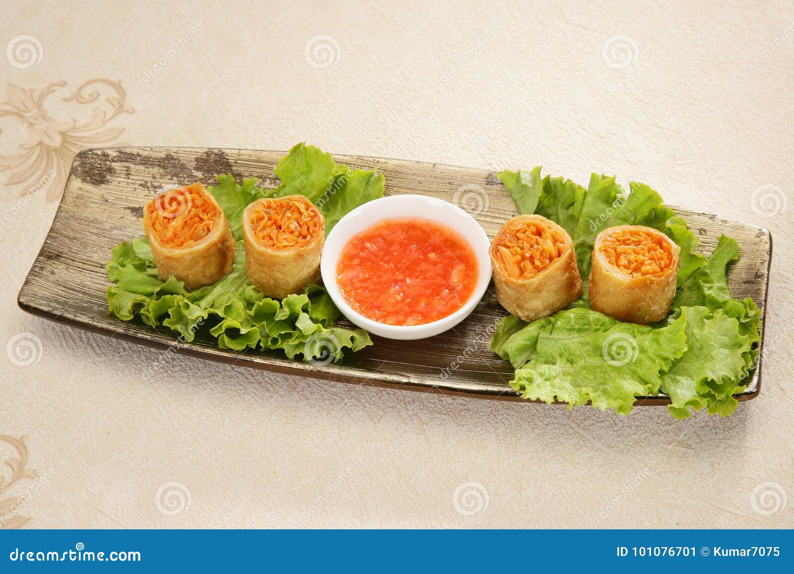 Spring Rolls with Chili Sauce Stock Image - Image of pepper, restaurant ...