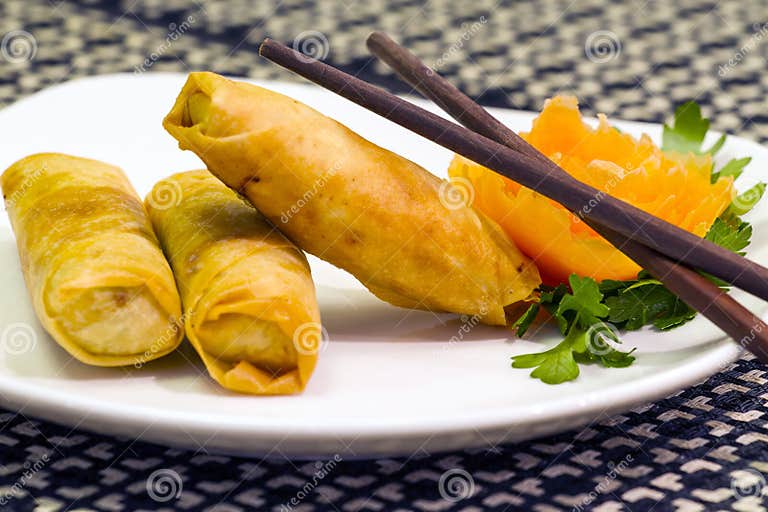 Spring Rolls Chinese Appetizer Stock Photo - Image of side, traditional ...
