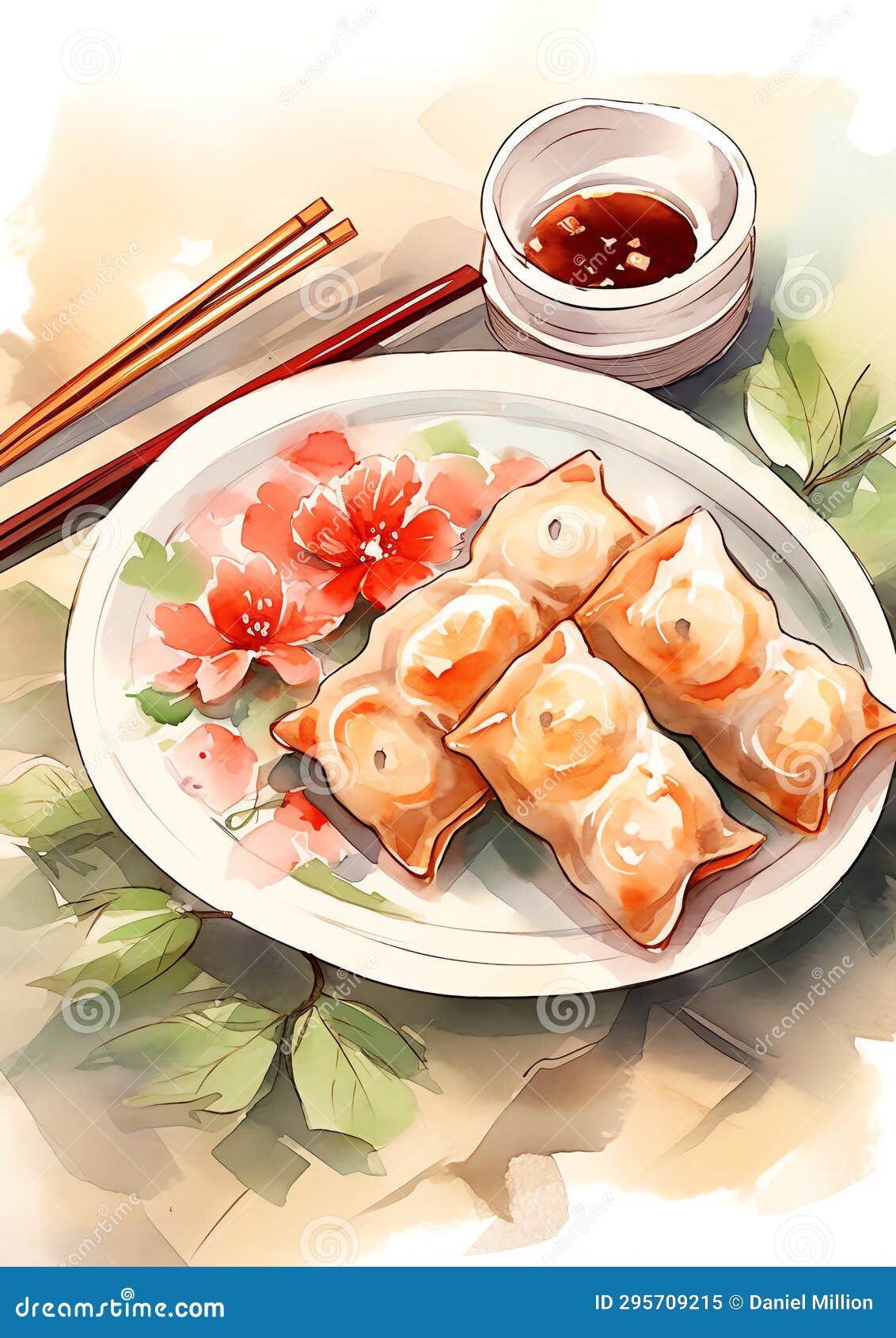 Spring Rolls Chinese New Year Pattern Stock Illustration - Illustration ...