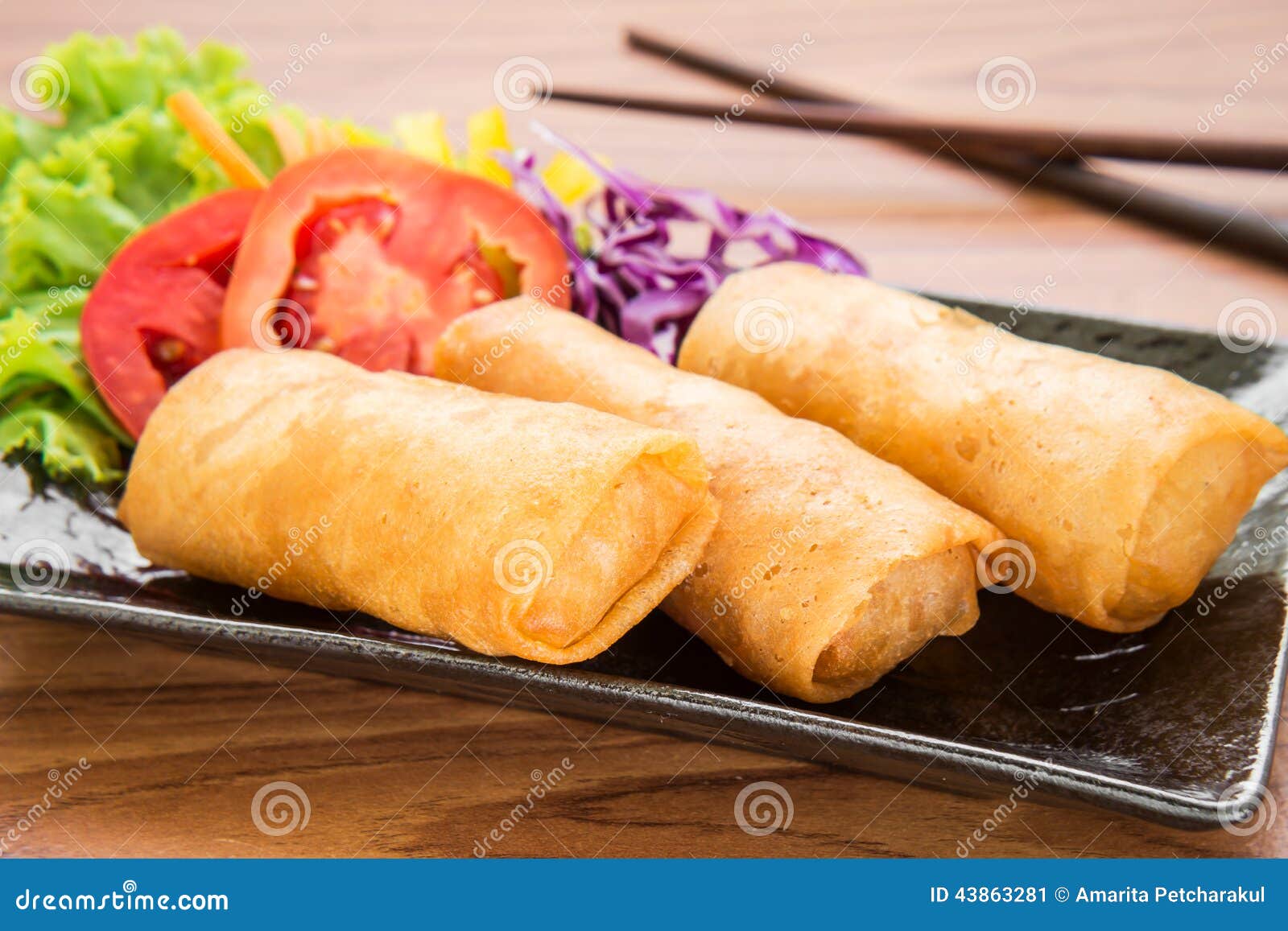 Spring rolls on dish stock image. Image of vermicelli - 43863281