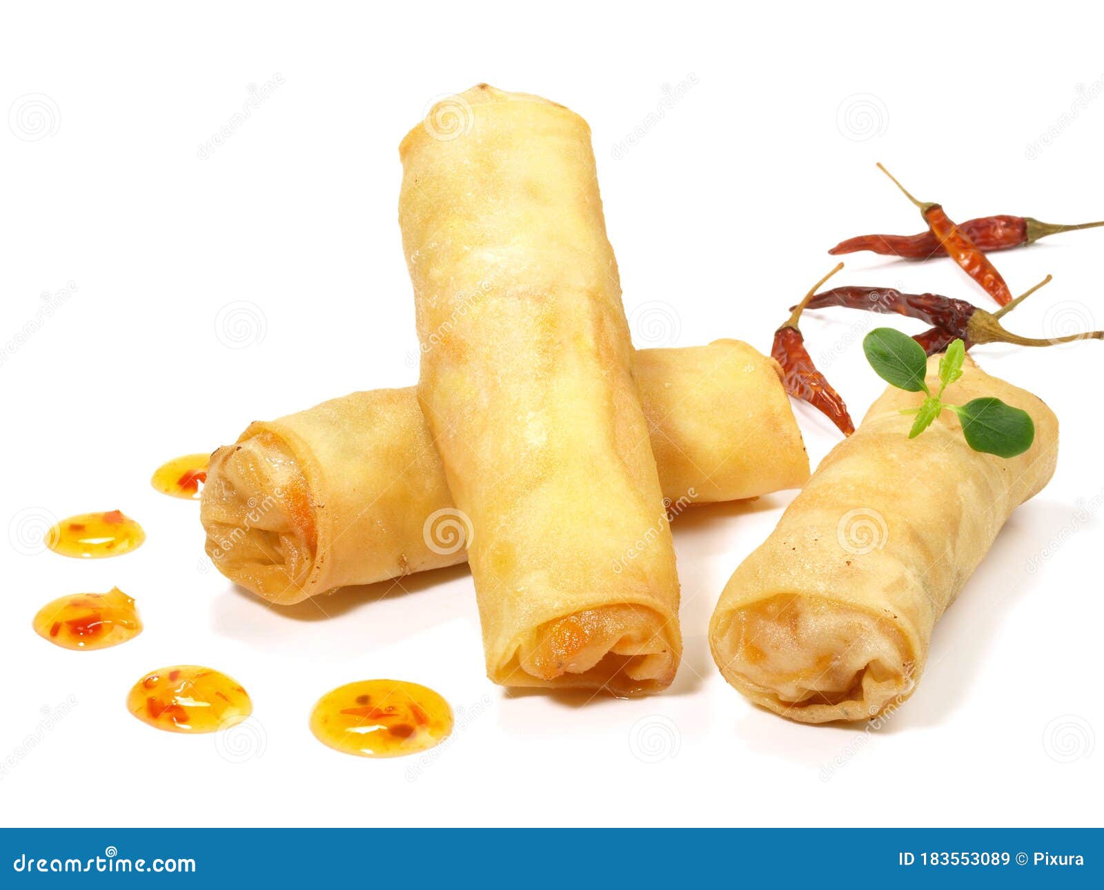 Spring Rolls - Fast Food on White Background Stock Image - Image of ...