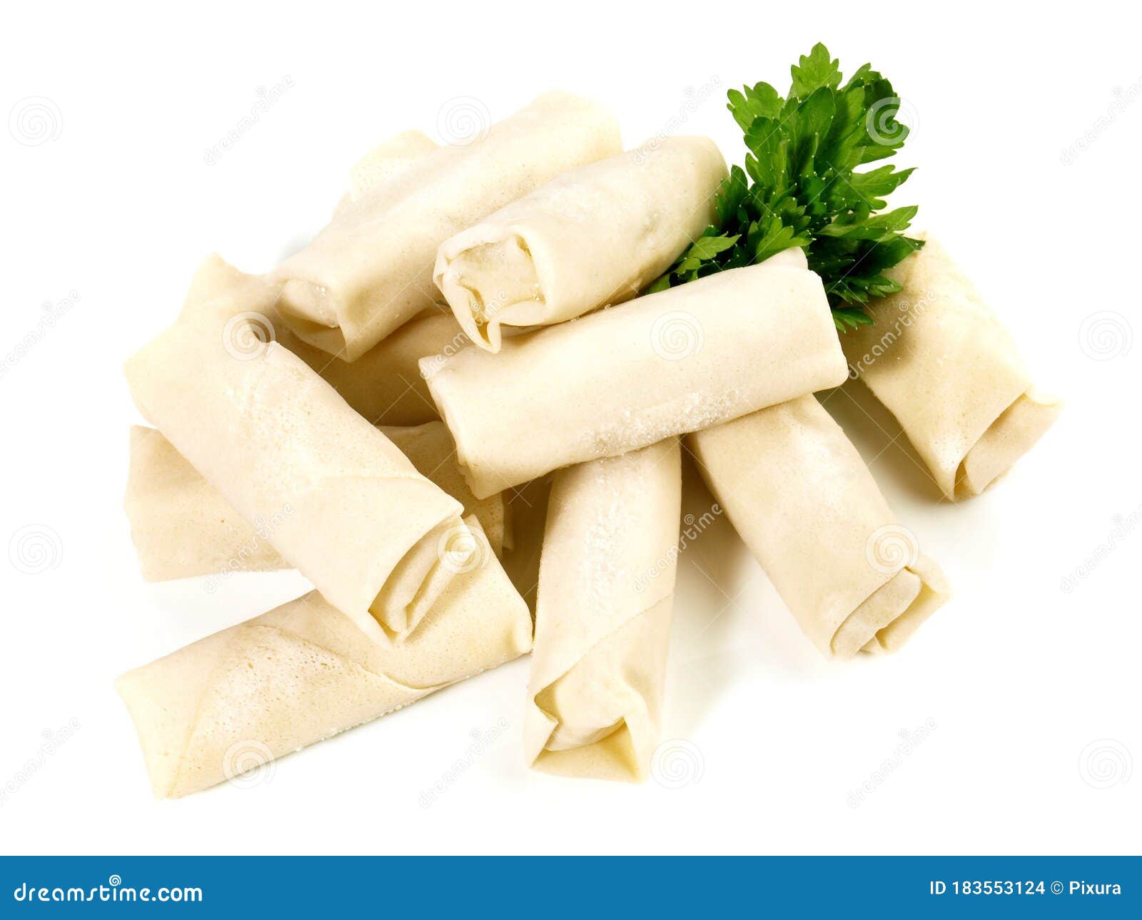 Raw Spring Rolls - Fast Food on White Background Stock Photo - Image of ...
