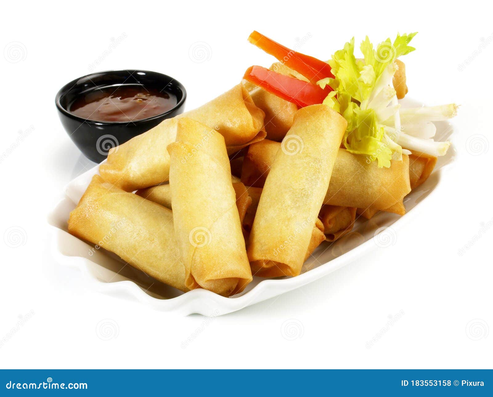 Spring Rolls - Fast Food Isolated on White Background Stock Photo ...