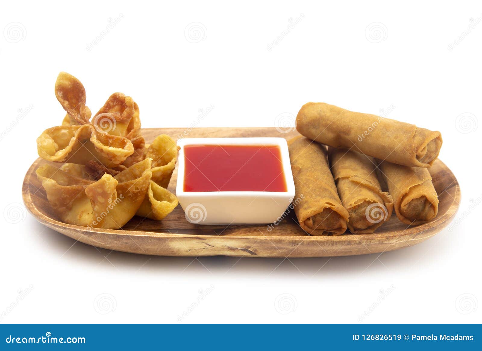 Spring Rolls and Fried Wantons on a Platter Stock Image - Image of fast ...