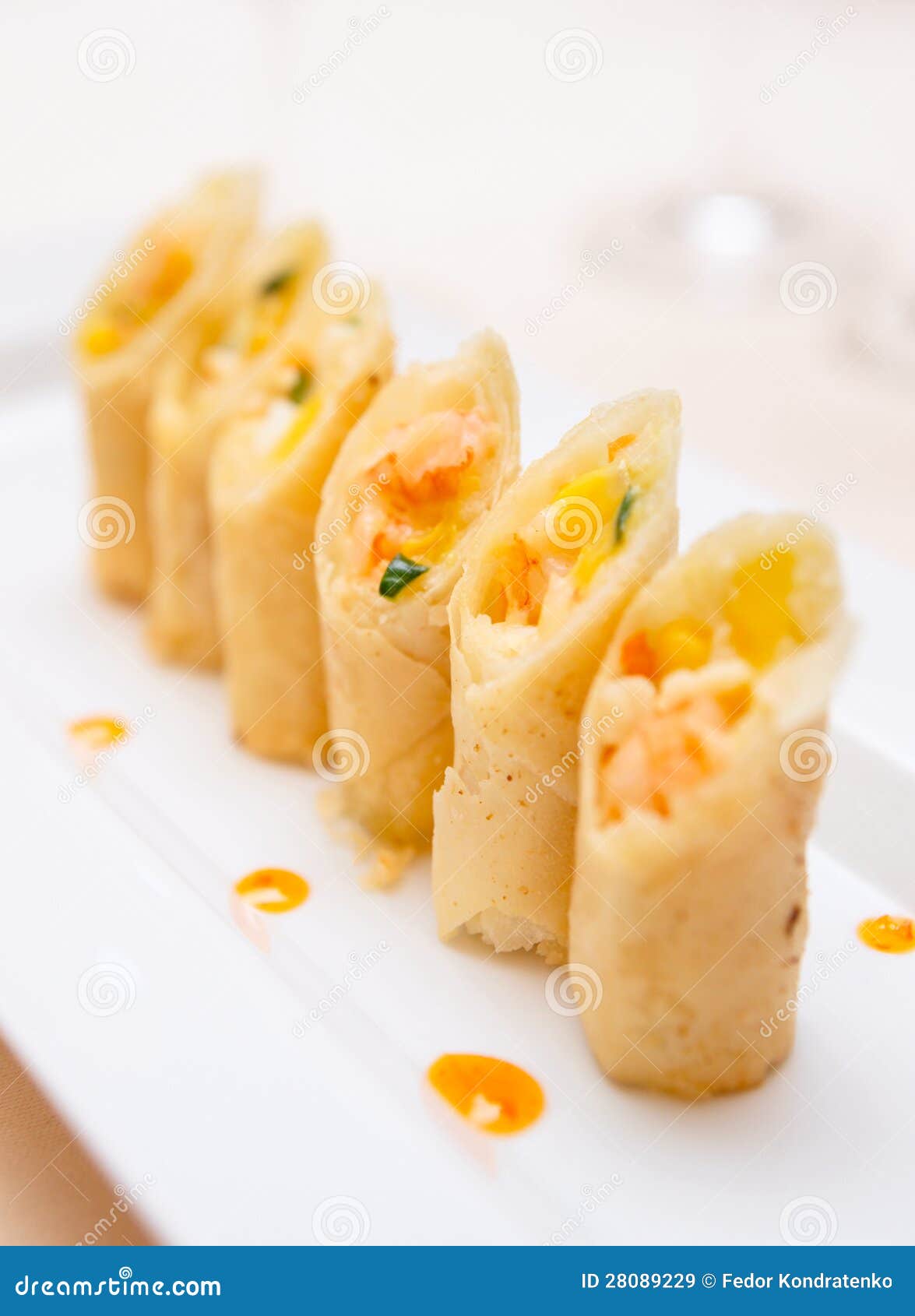 Spring rolls on plate stock image. Image of oriental - 28089229