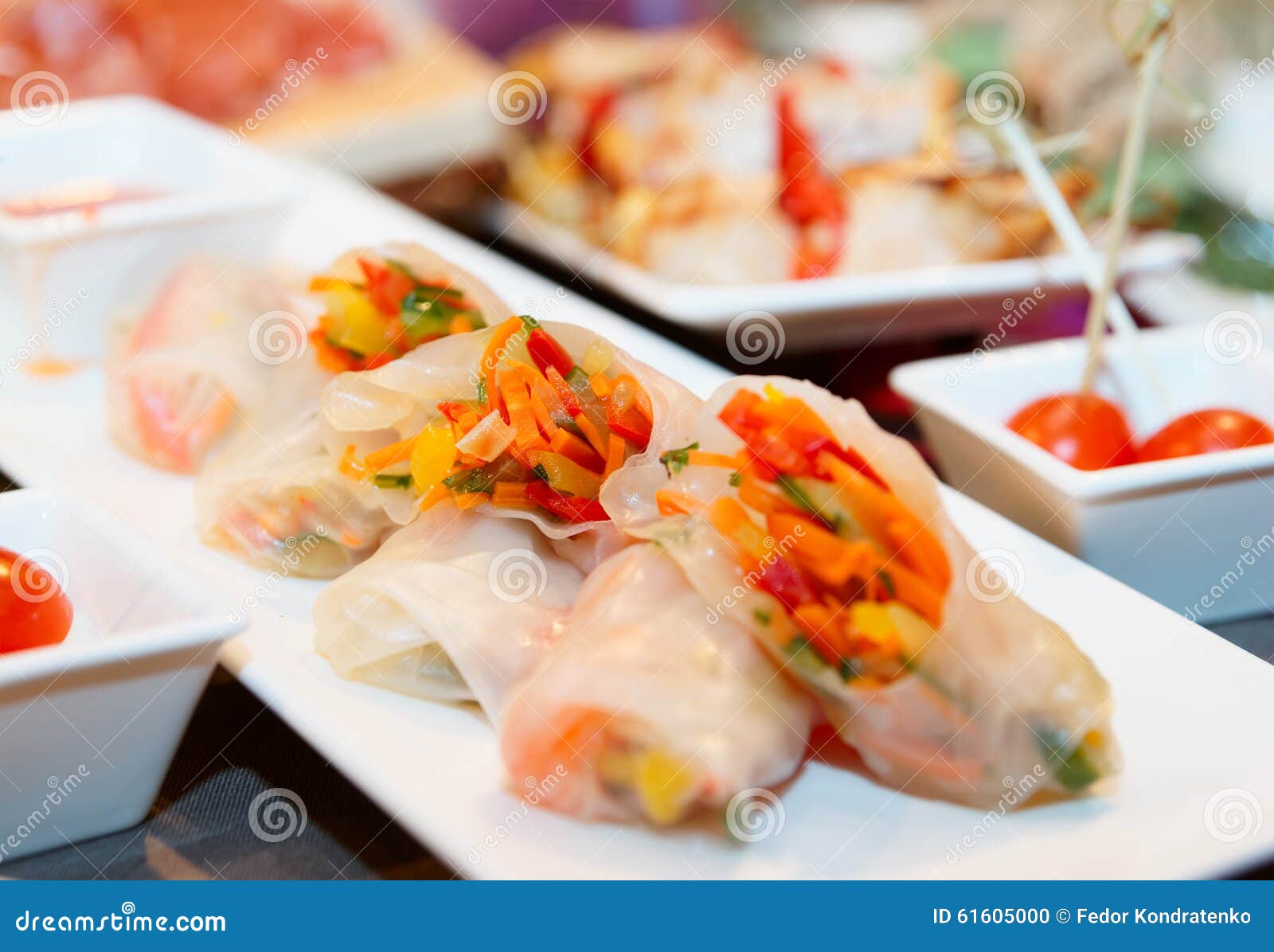 Spring Rolls on Plate, Close-up Stock Photo - Image of china, salad ...