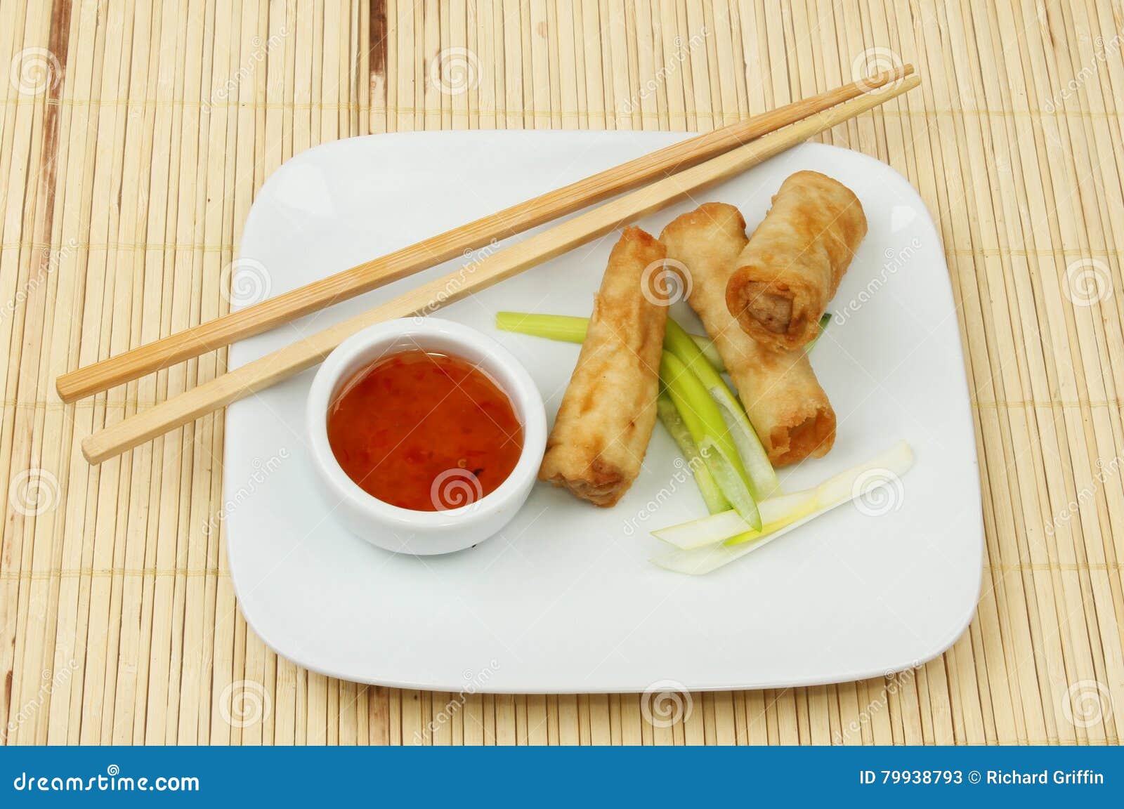Spring rolls on a plate stock image. Image of roll, sweet - 79938793