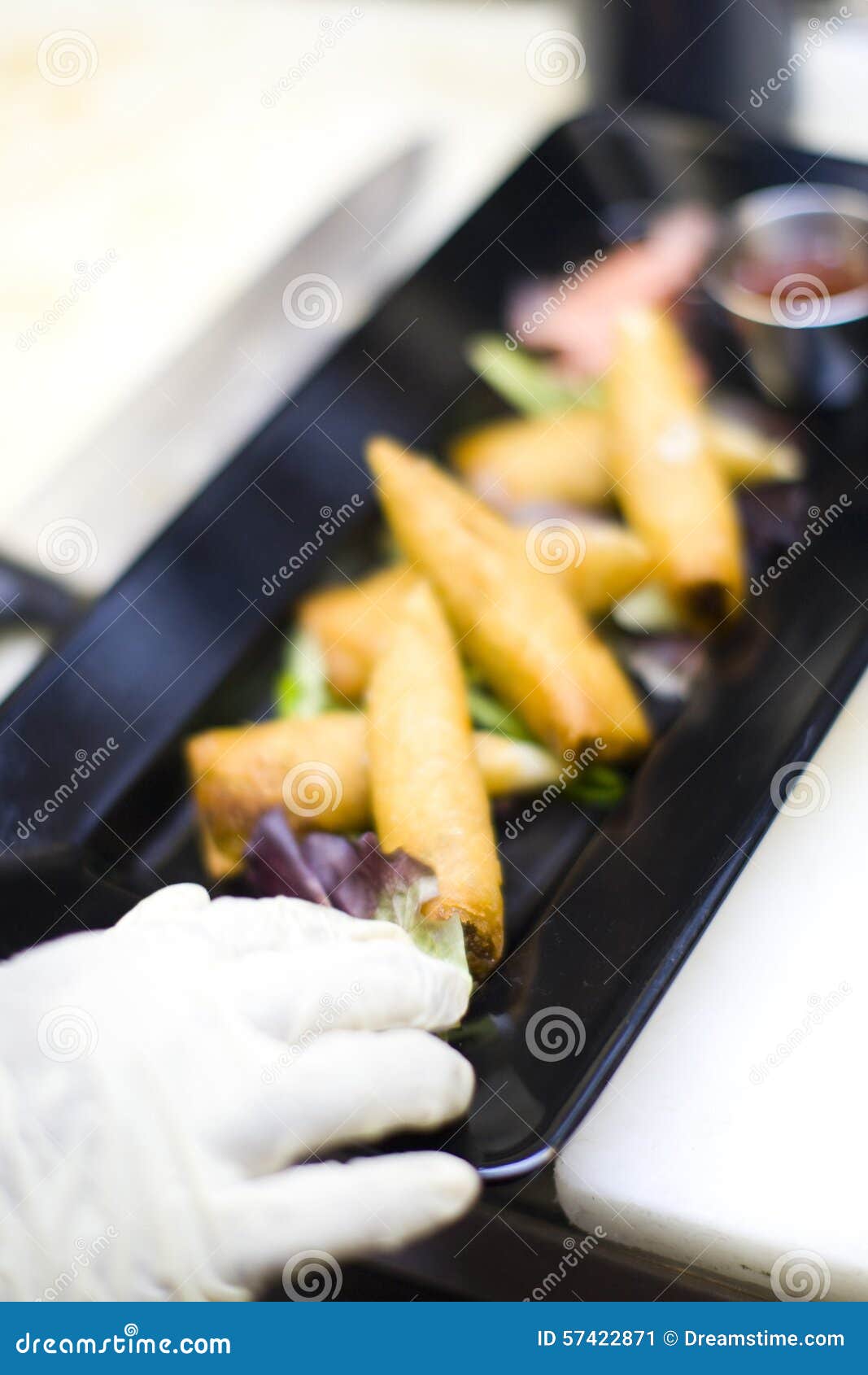 Spring rolls in restaurant stock image. Image of vegetables - 57422871