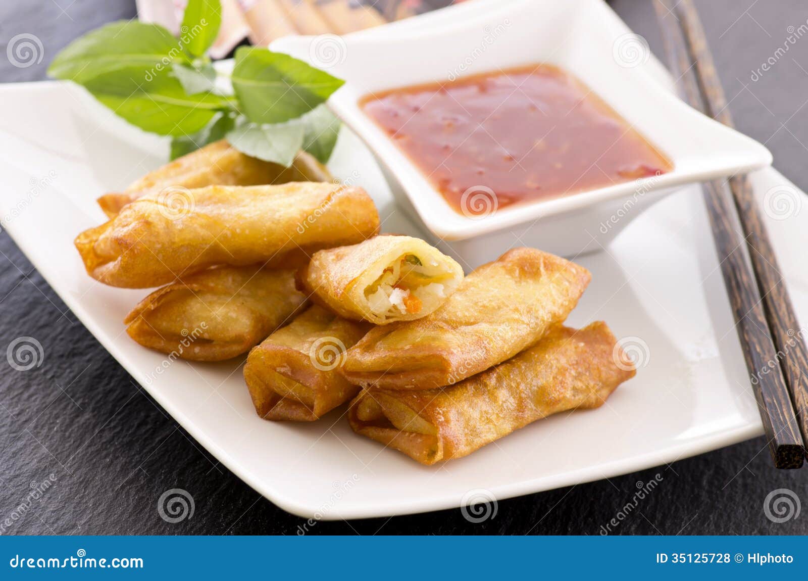 Spring Rolls with Sauce stock photo. Image of juan, appetizer - 35125728