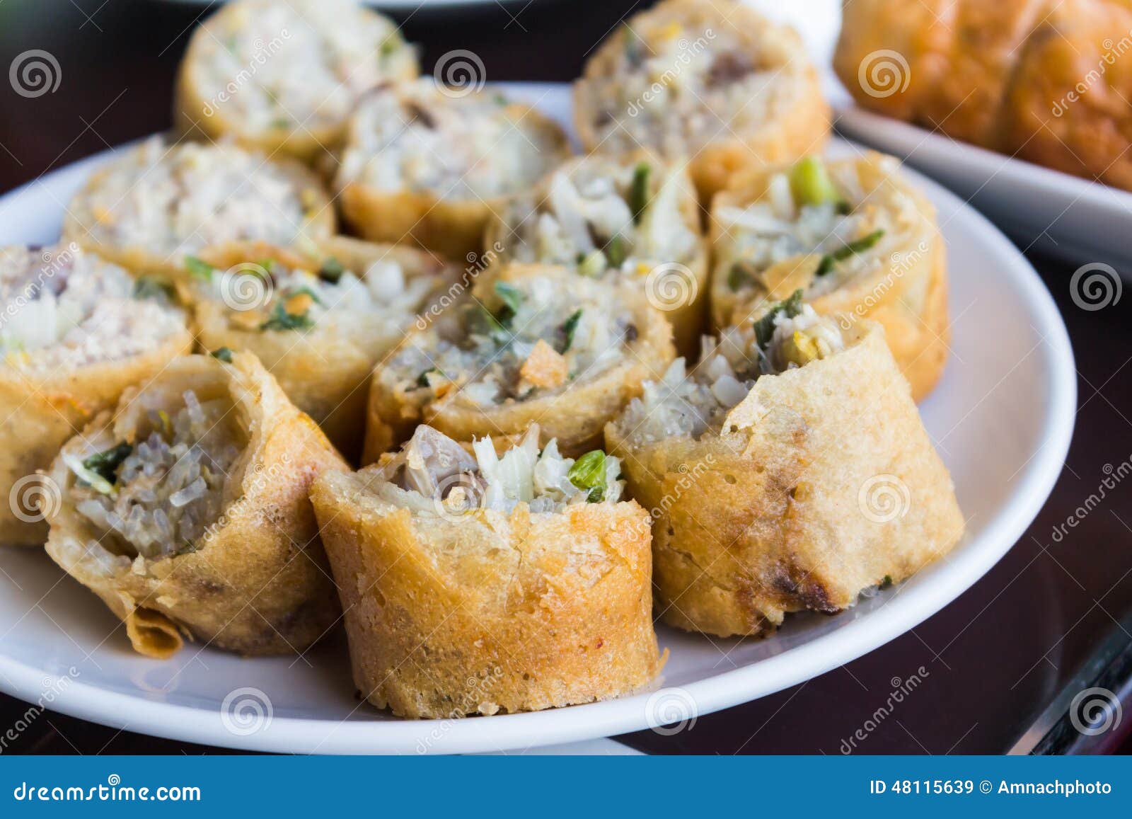 Spring Rolls Snacks with Thai Vermicelli. Stock Image - Image of crispy ...