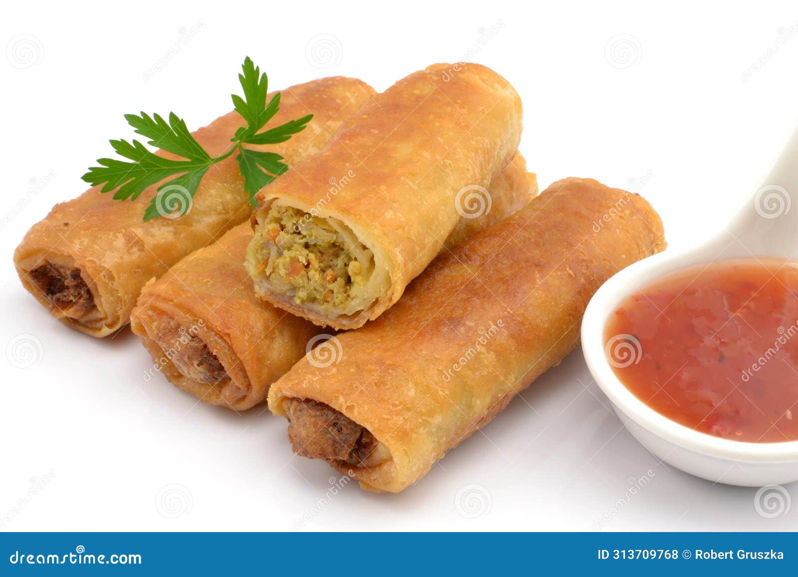 Spring rolls stock photo. Image of meat, croquette, dish - 313709768