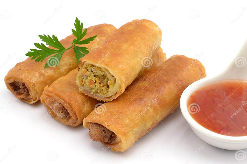 Spring rolls stock photo. Image of meat, croquette, dish - 313709768