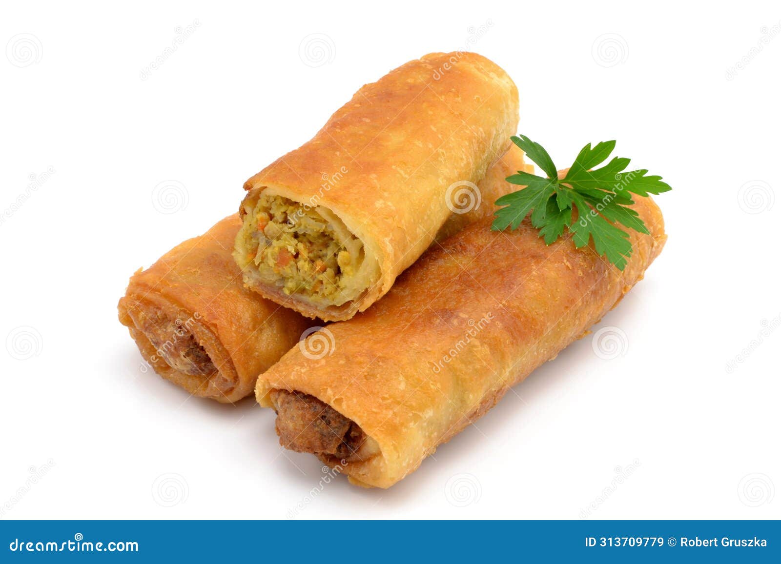 Spring rolls stock image. Image of dinner, meat, food - 313709779