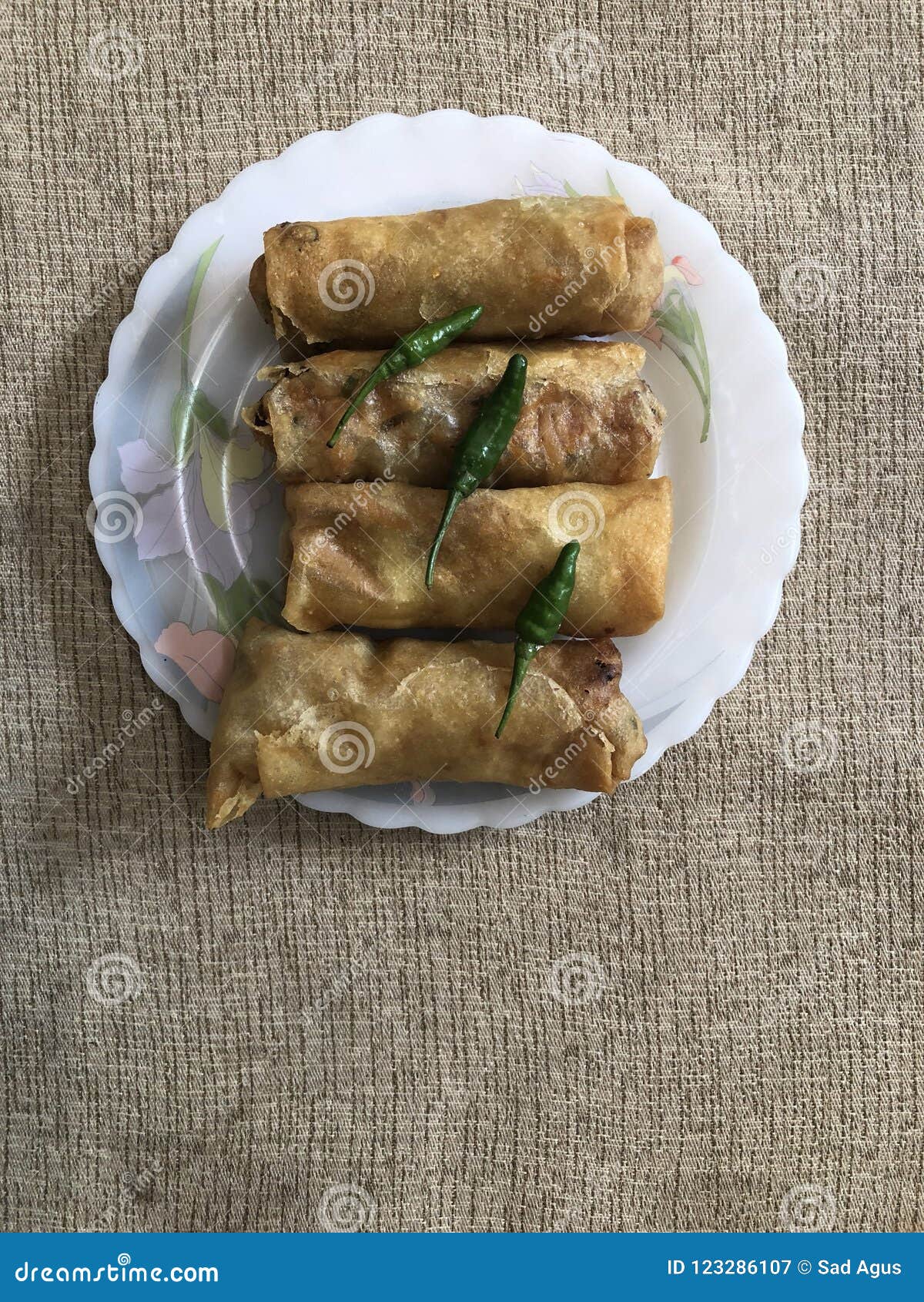 Spring rolls top view stock image. Image of rolls, culinary - 123286107