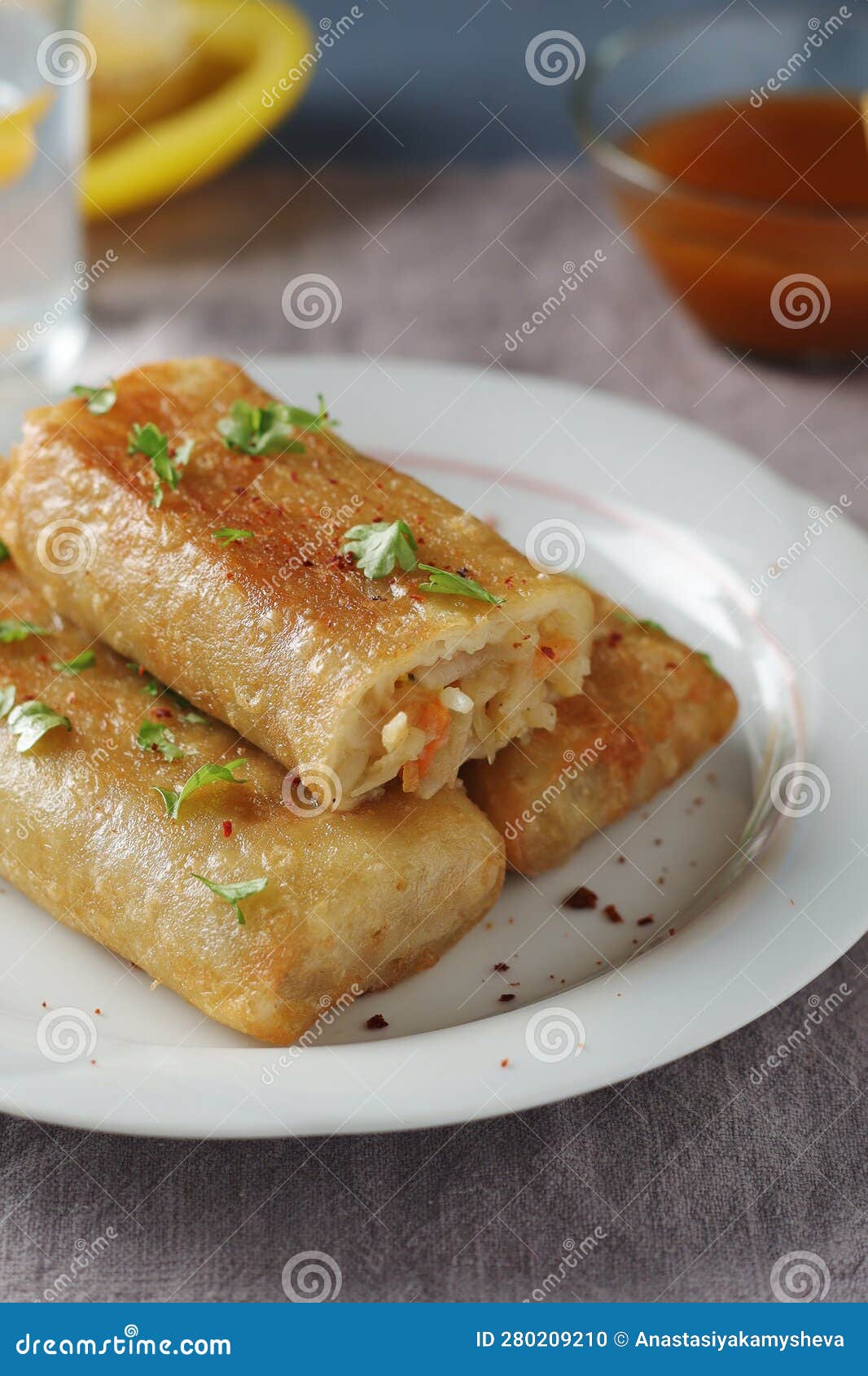 Spring Rolls - a Typical Dish in Chinese and Other Southeast Asian ...